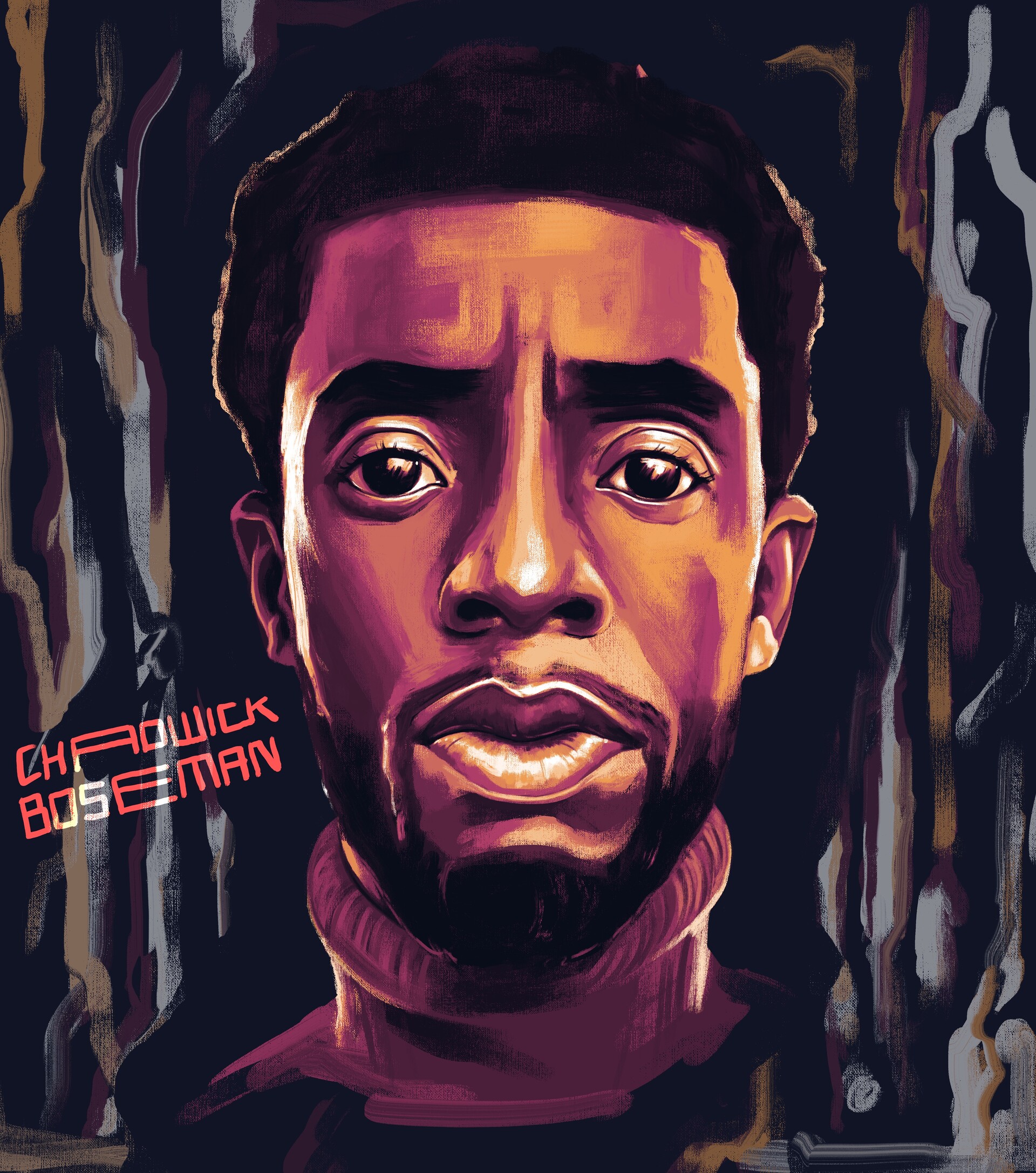 ArtStation - Chadwick Boseman unmanipulated painting