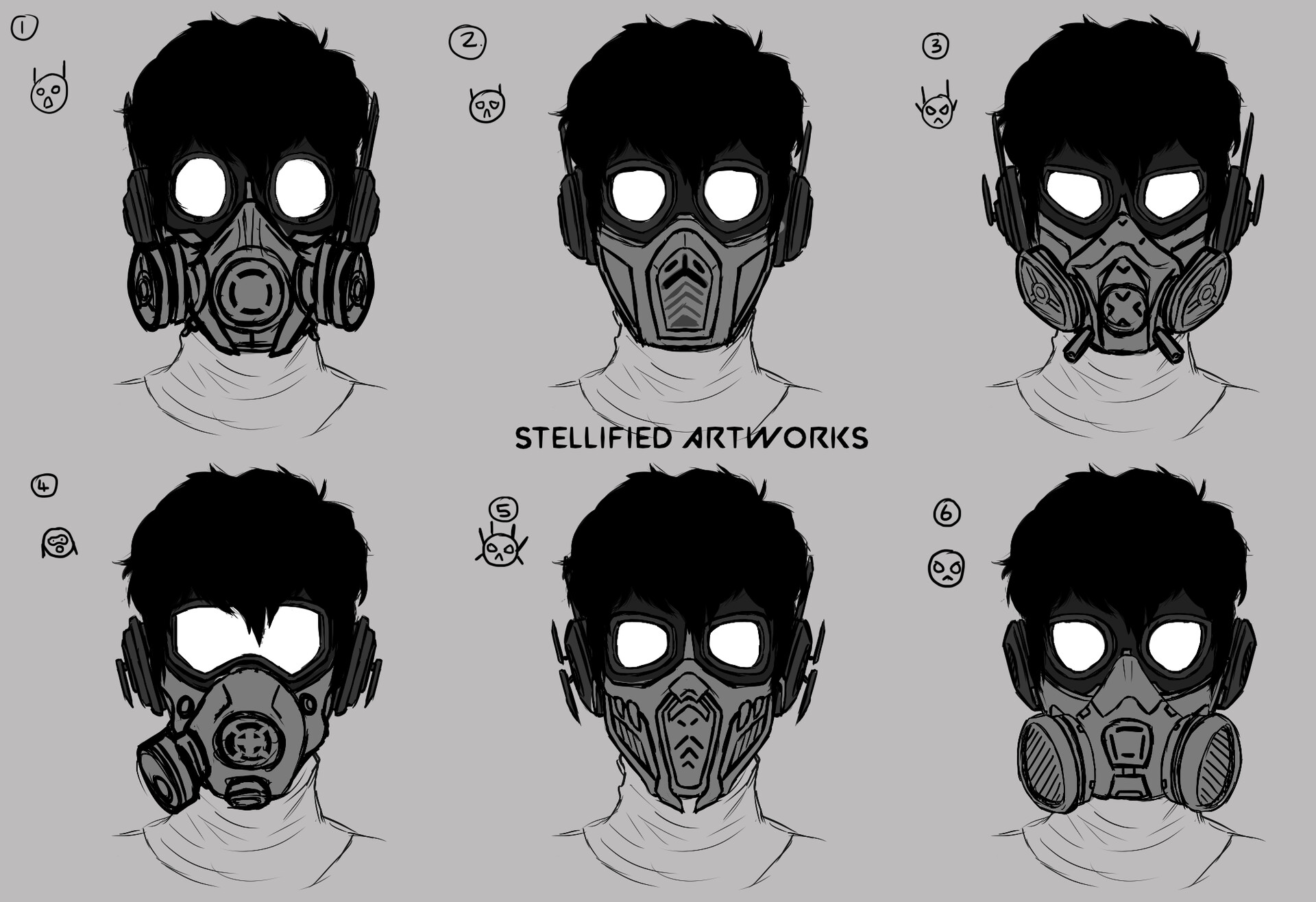 gas mask drawing reference