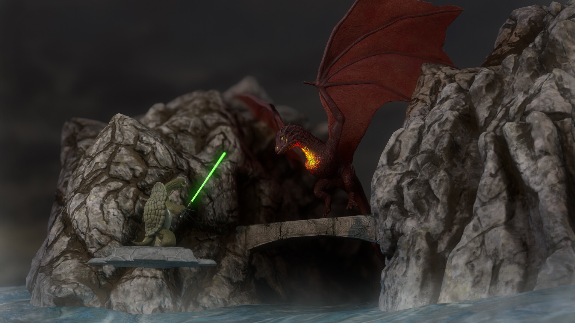 ArtStation - Oogway Jedi vs Red DRAGON