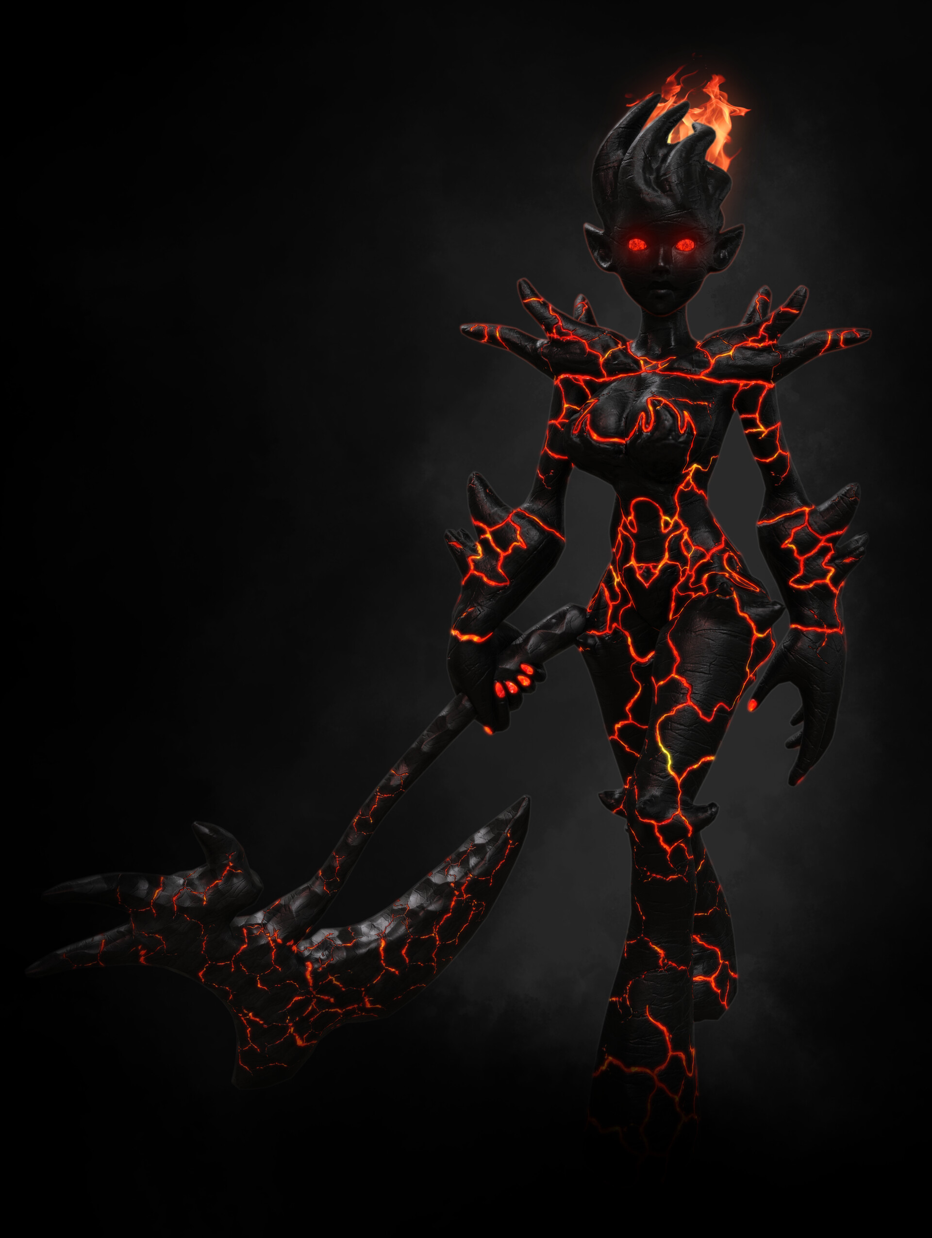Artstation Female Fire Elemental