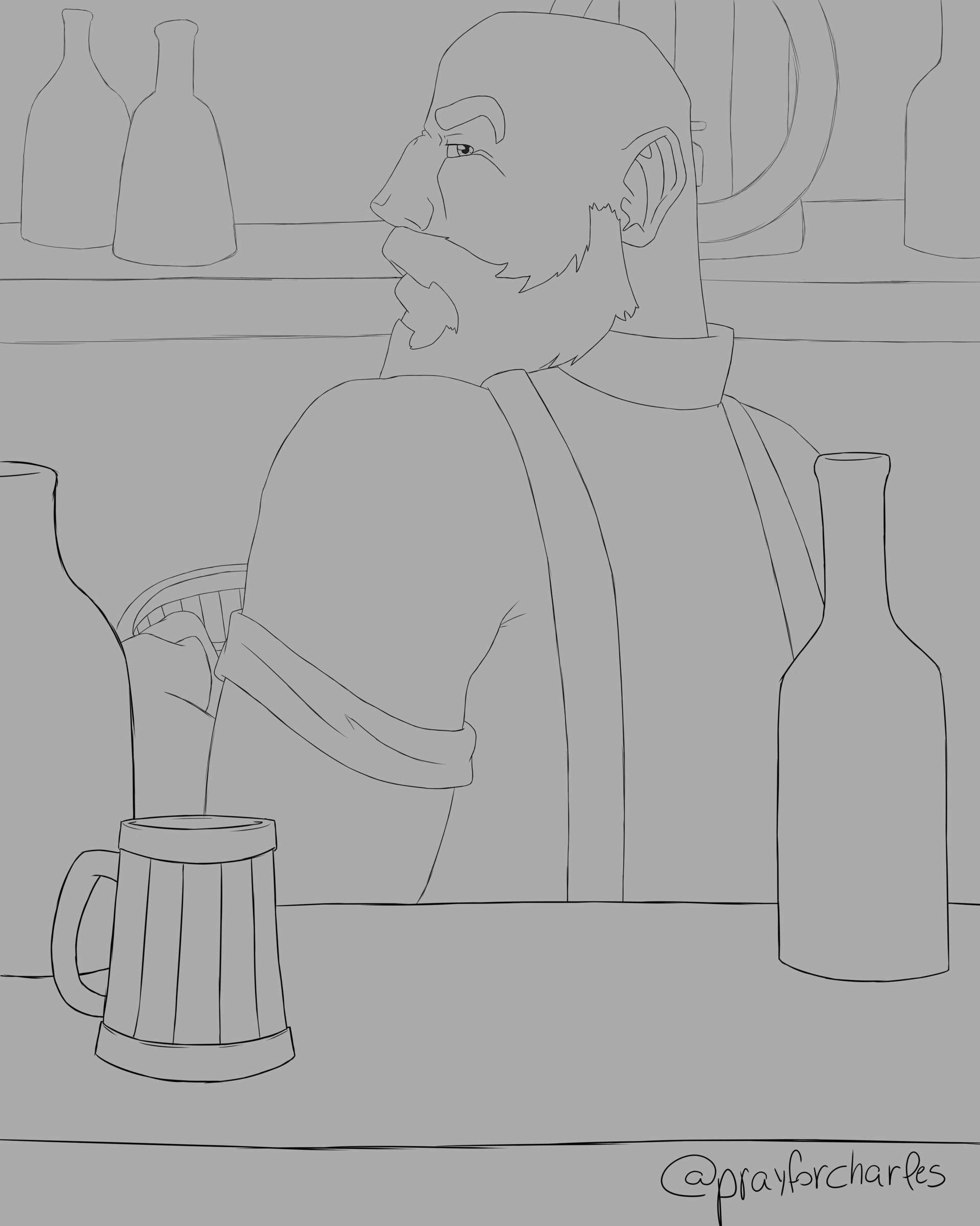 ArtStation - Artober/Drawtober 13 - Tavern Keeper