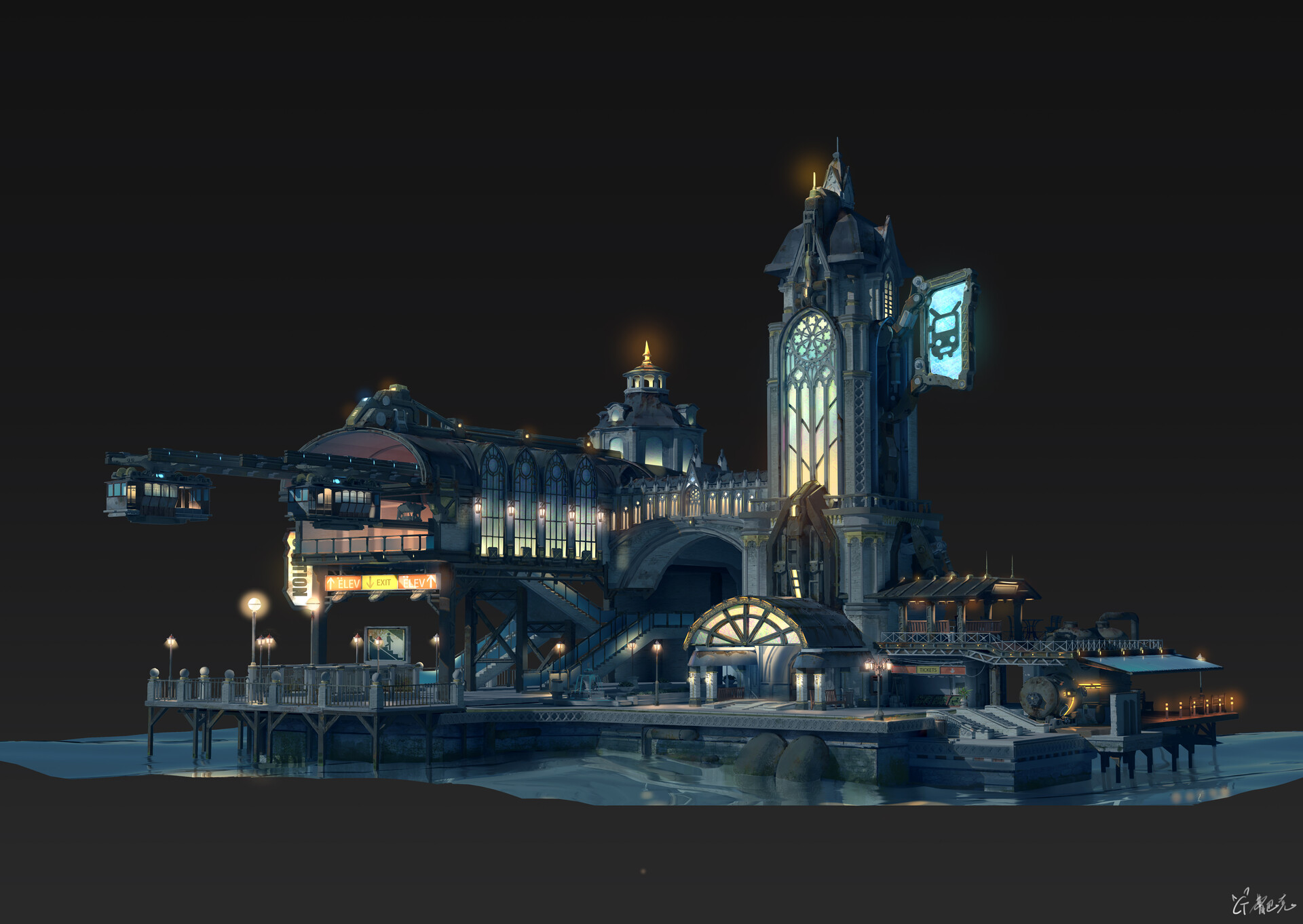 ArtStation - European punk architecture -train station.architectural ...