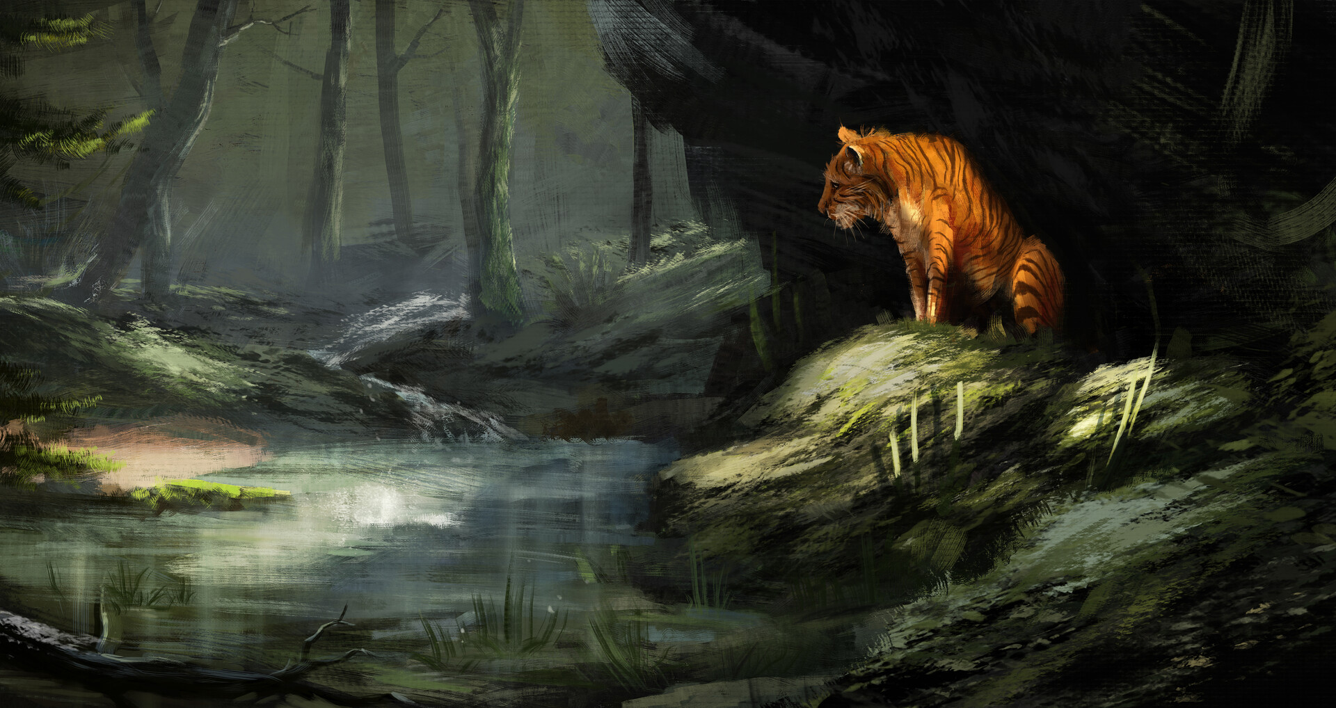 ArtStation - Fishing tiger