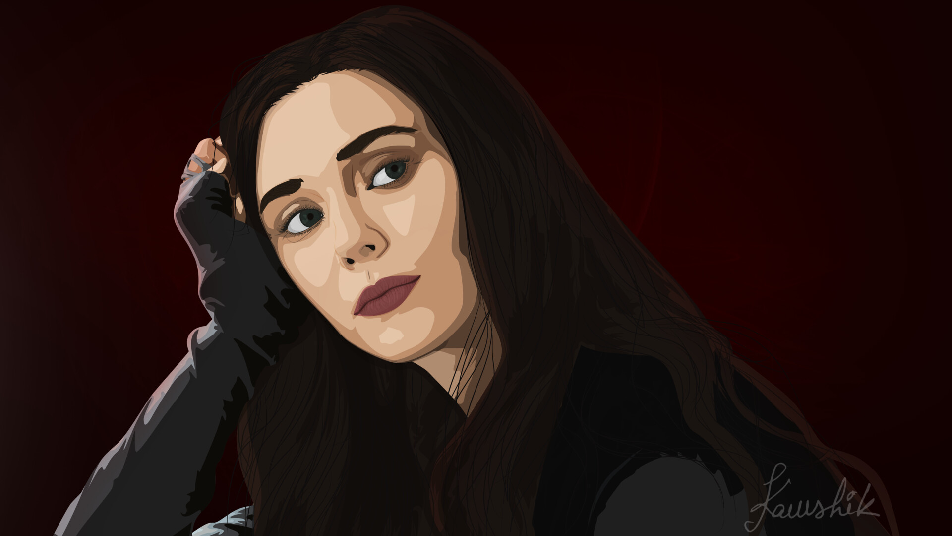 ArtStation - Elizabeth Olsen Vector Portrait