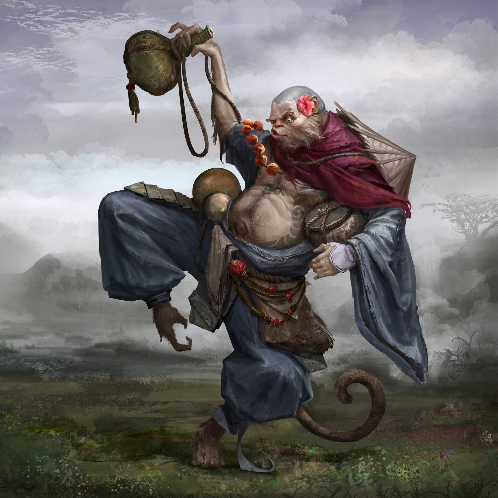 ArtStation - Alcoholic monkey monk