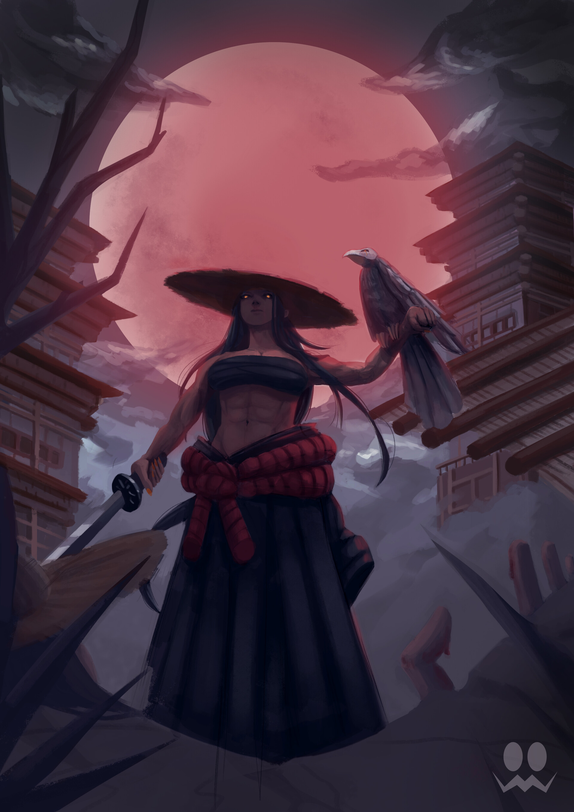 ArtStation - Bloodmoon samurai