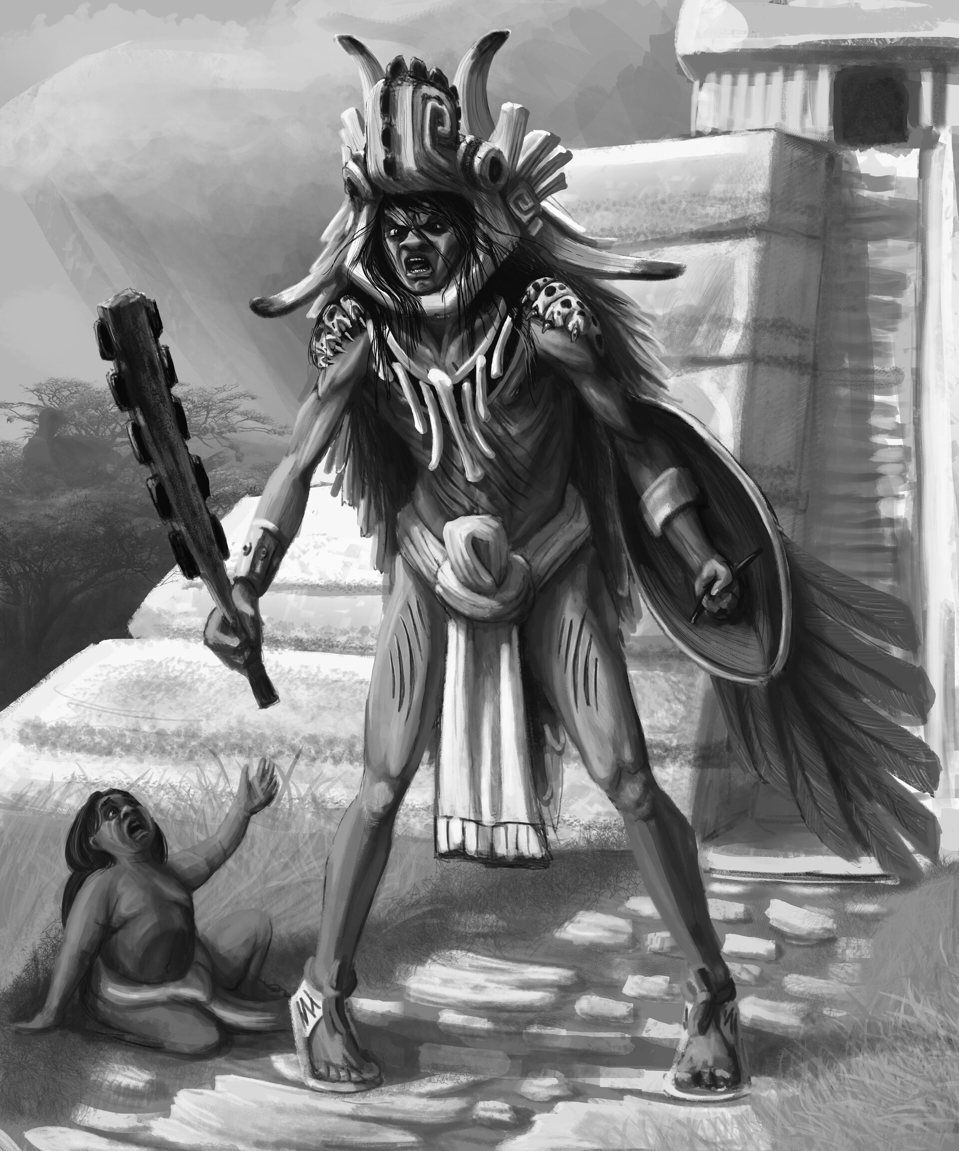 ArtStation - Aztec Warrior, 'photographed'