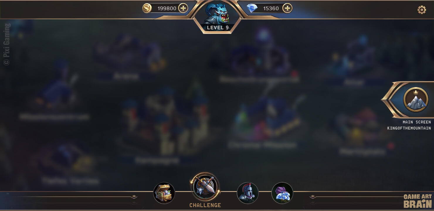 Game Art Brain - Creation & Consulting - Mobile Fantasy UI Mock ups