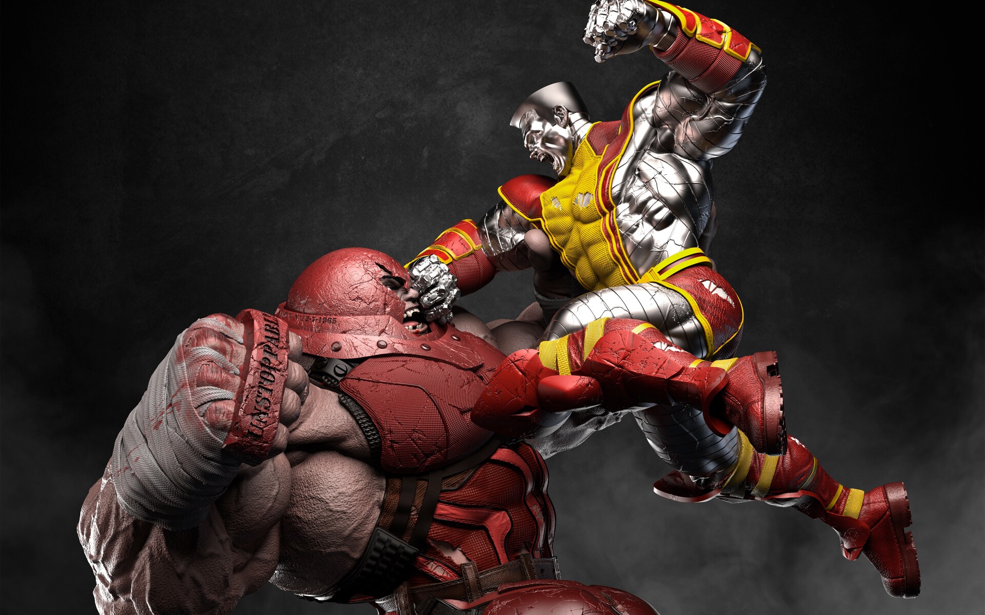 jorge villar - Juggernaut vs colossus - fan art (color renders)