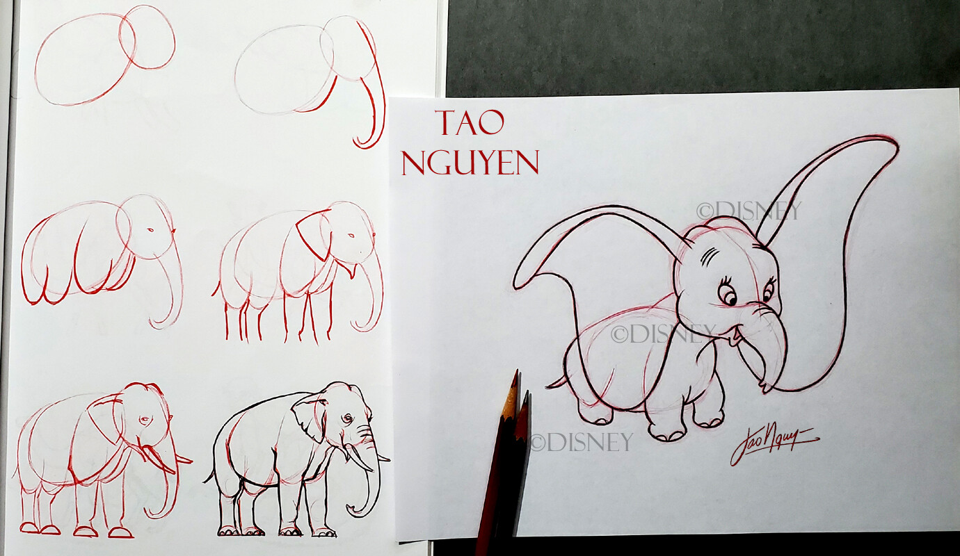 how to draw disney dumbo