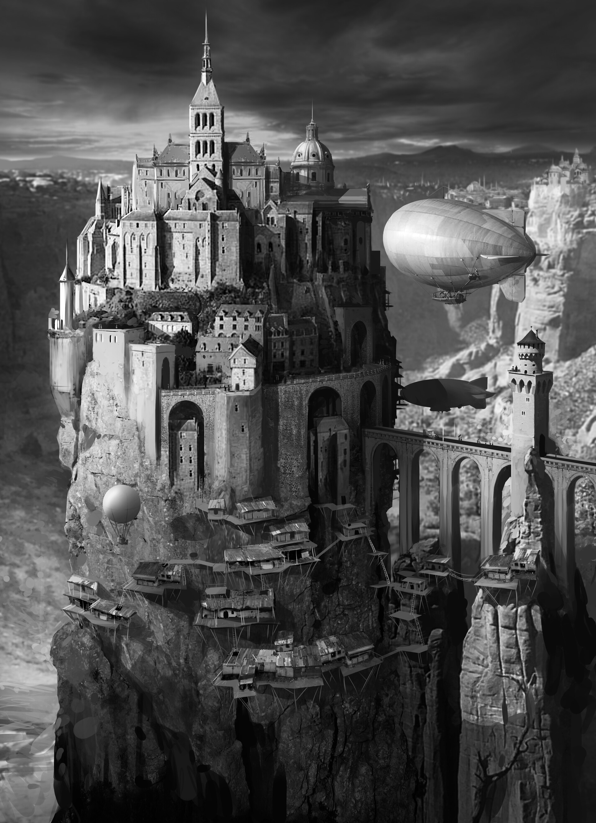 ArtStation - Diesel-Punk Romantic architecture in Mono...