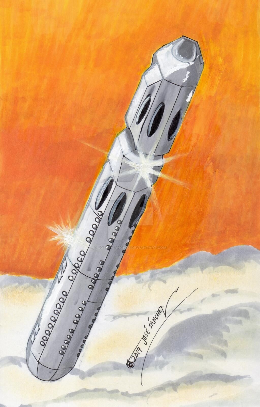 ArtStation - Early sketch / Cigar-Shaped U.F.O. Over Spain