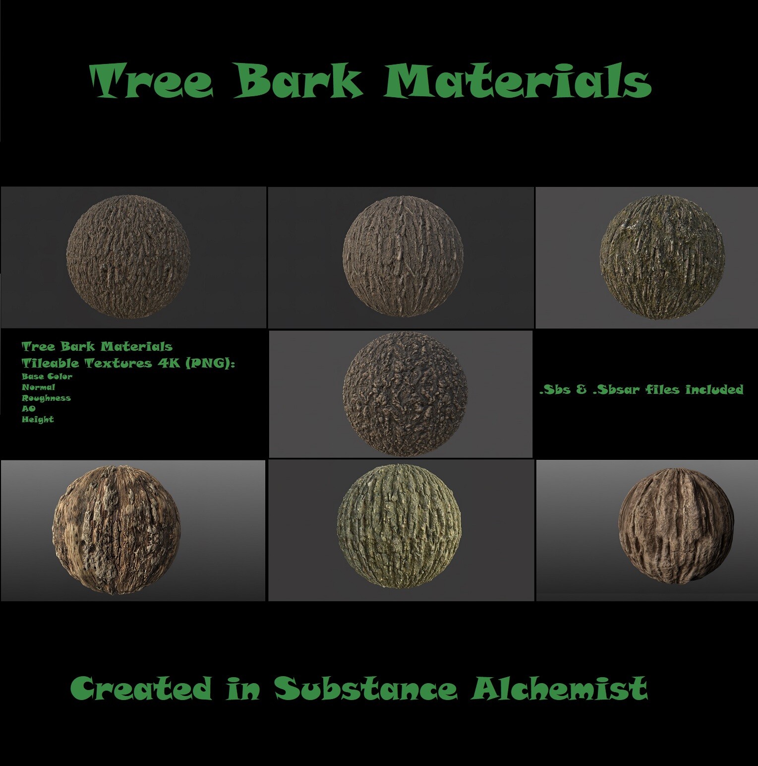 ArtStation - Tree bark Materials