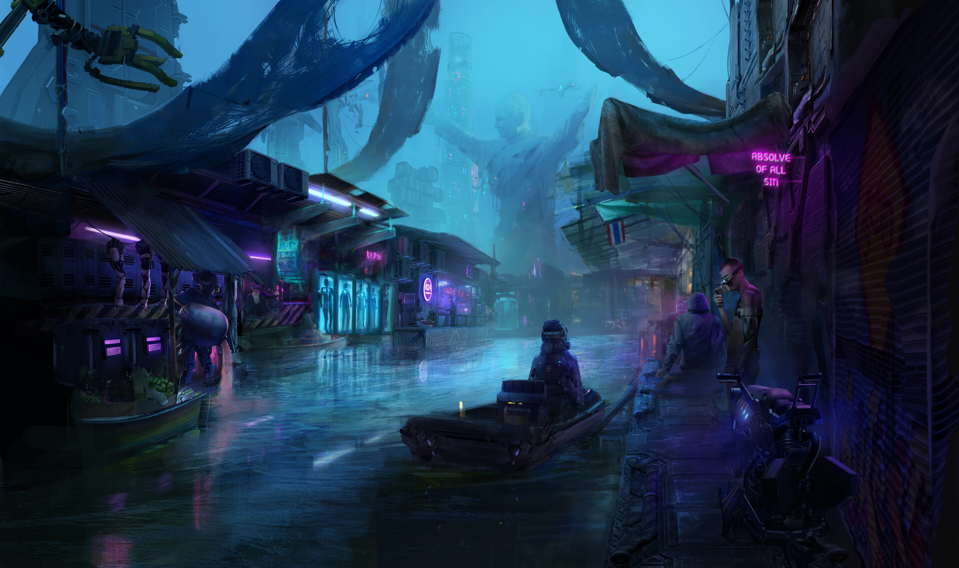 ArtStation - Cyberpunk Floating Market/Slums