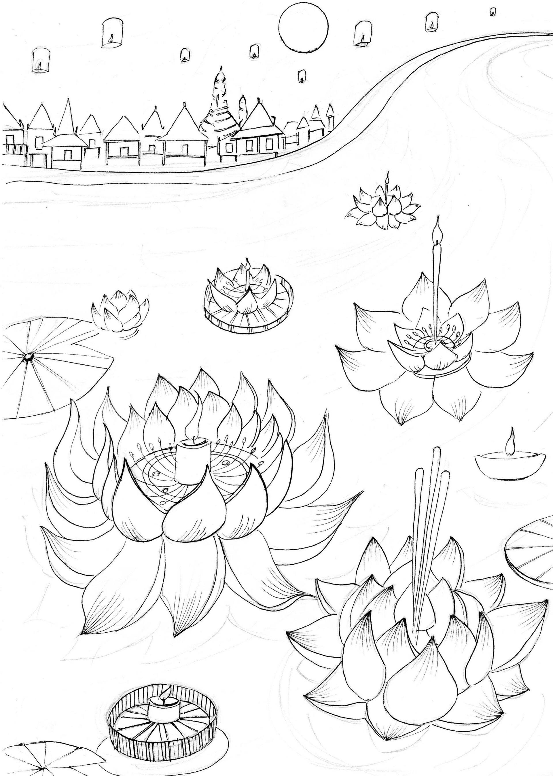 loy krathong coloring pages