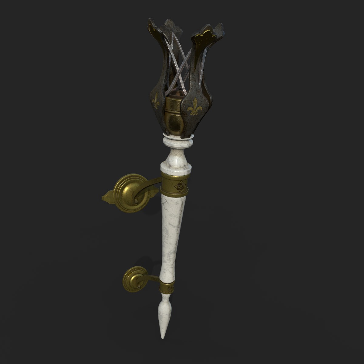 ArtStation - Iron and marble stone wall brazier.