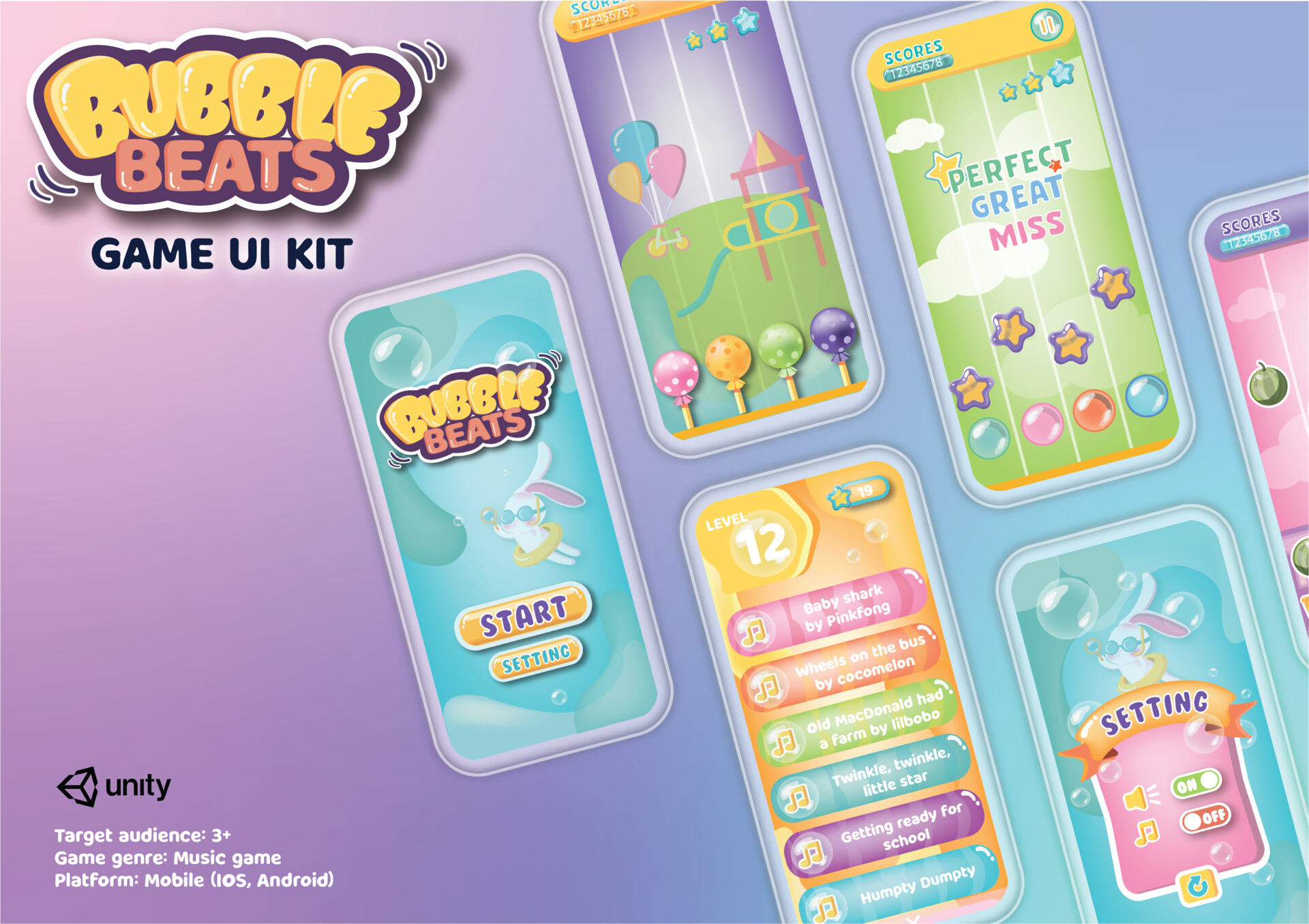 ArtStation - Bubble beats : Mobile Game UI kit