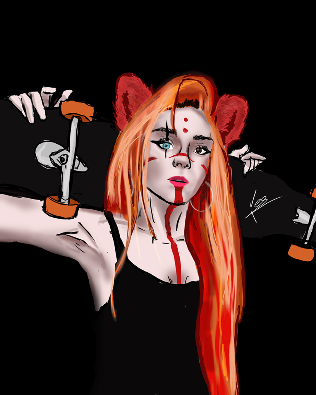 Keila Luschnat - Fanart Portrait of "Kate Voynova", Artist and Longboarder