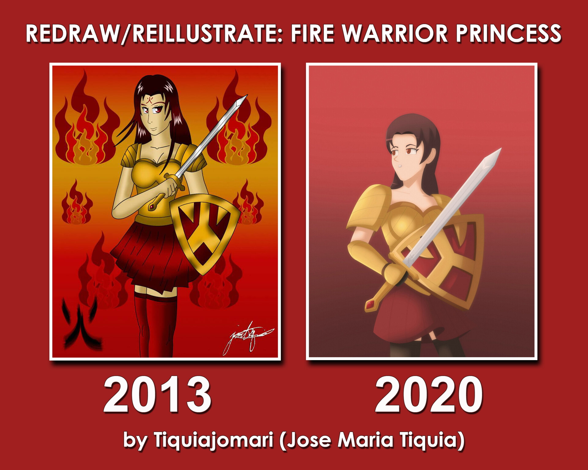 Tiquia Joma - Fire Warrior Princess Comparison: 2013 and 2020