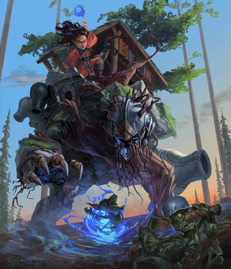 ArtStation - DnD Warforged and Halfling Warlock