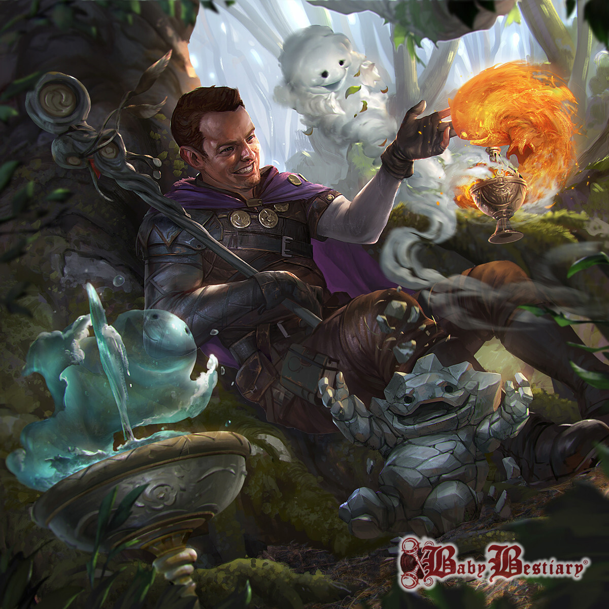 Wizard raising baby elementals, by Rudy Siswanto : r/WholesomeFantasyArt