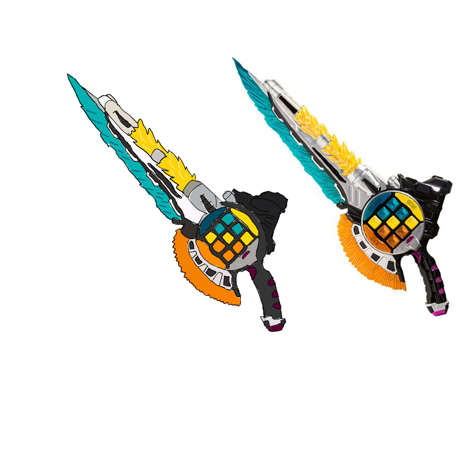 Morgan Evans - Tokusatsu Weapon practice Drawings