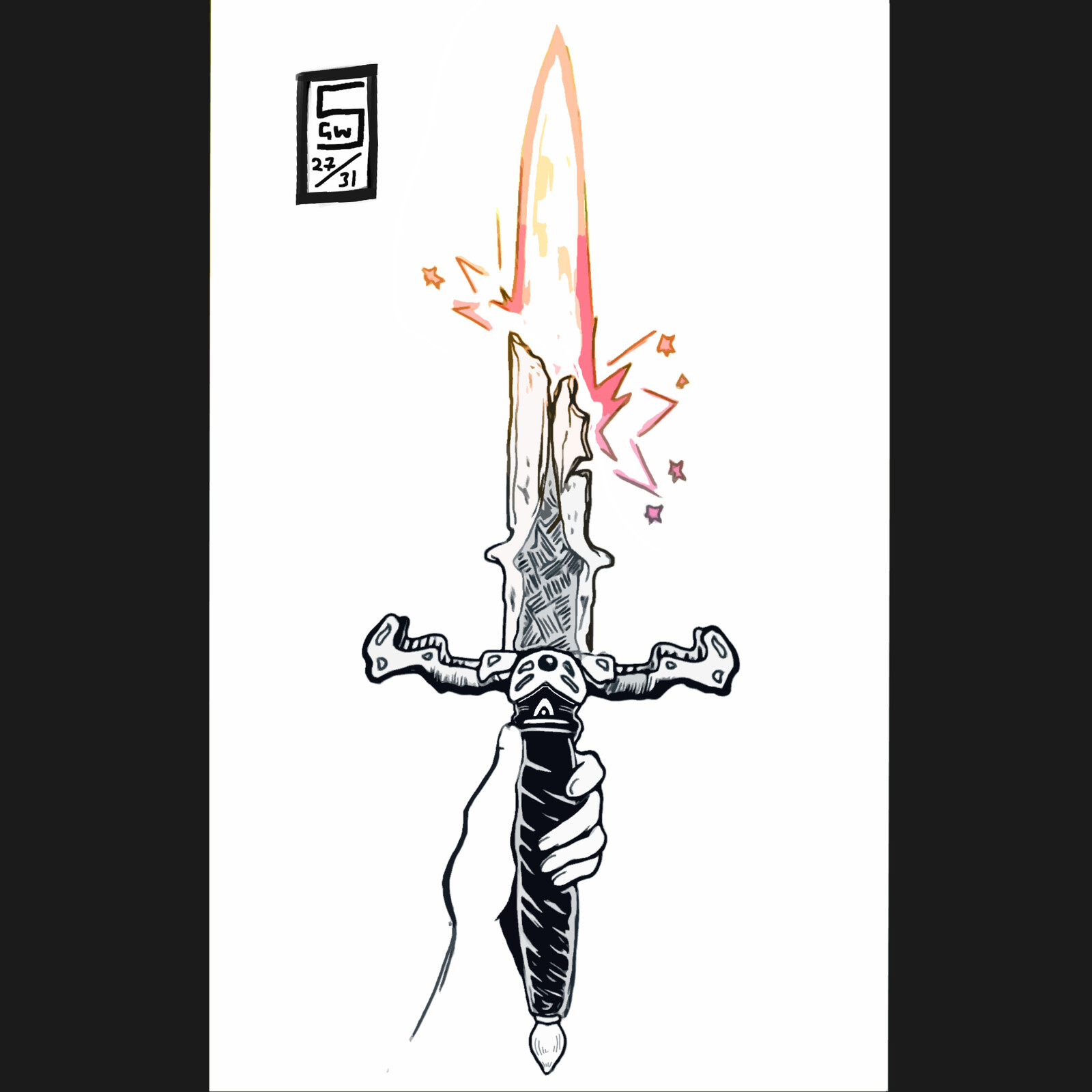 Sion Williams - Inktober 2020 day 27: Magic sword. In the Face of evil.