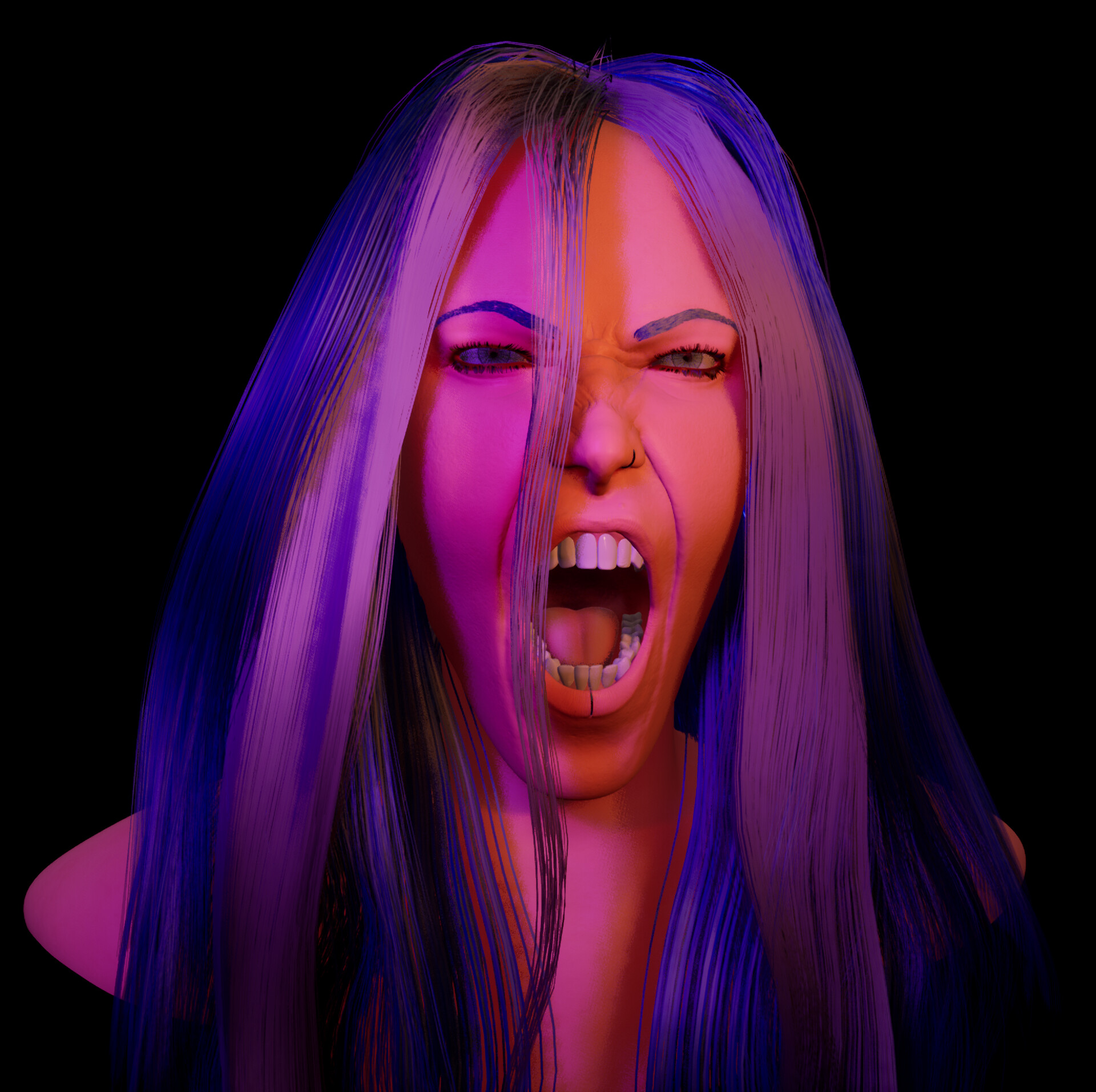 ArtStation - Angry woman face