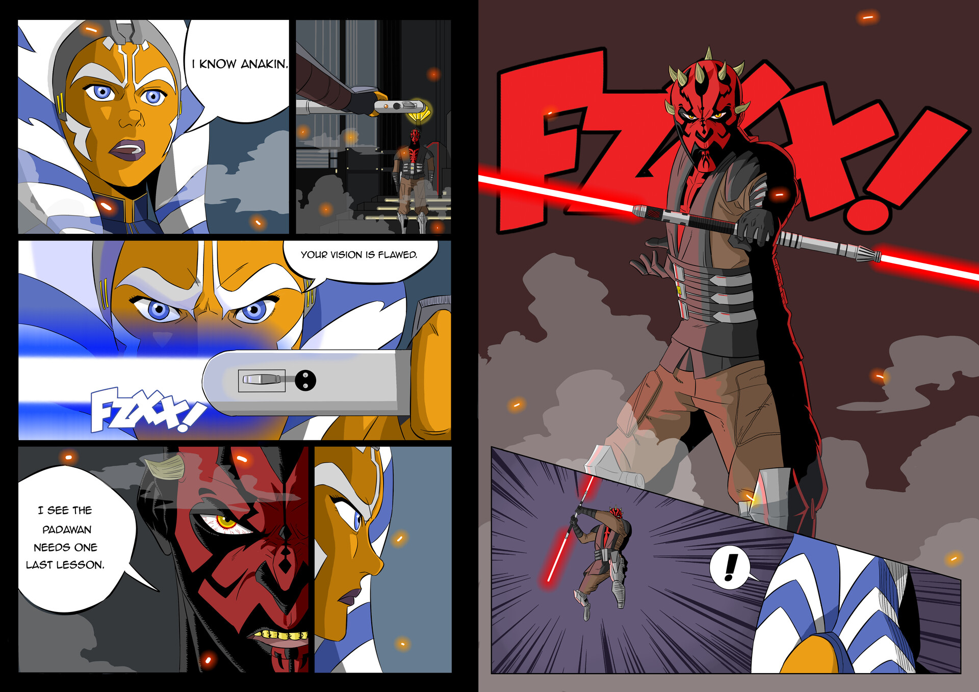 Artstation Ahsoka Vs Maul Comic Reimagining