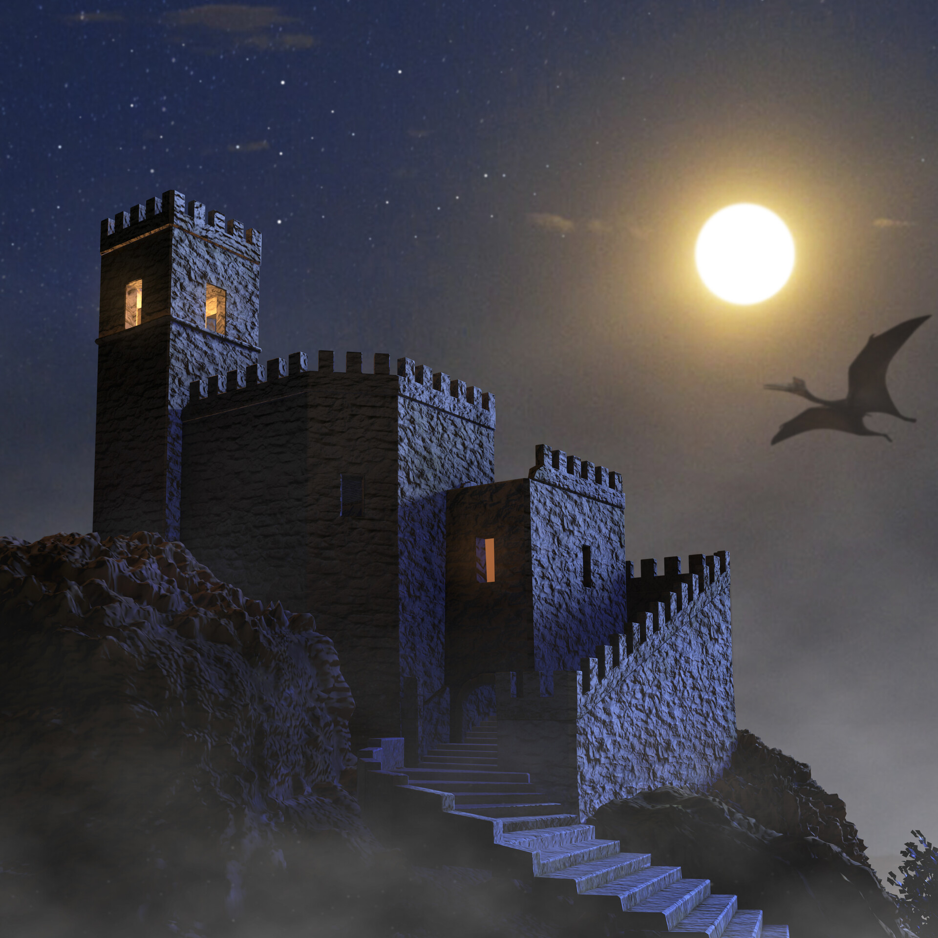 ArtStation - CASTLE MOONLIGHT ENVIRONMENT