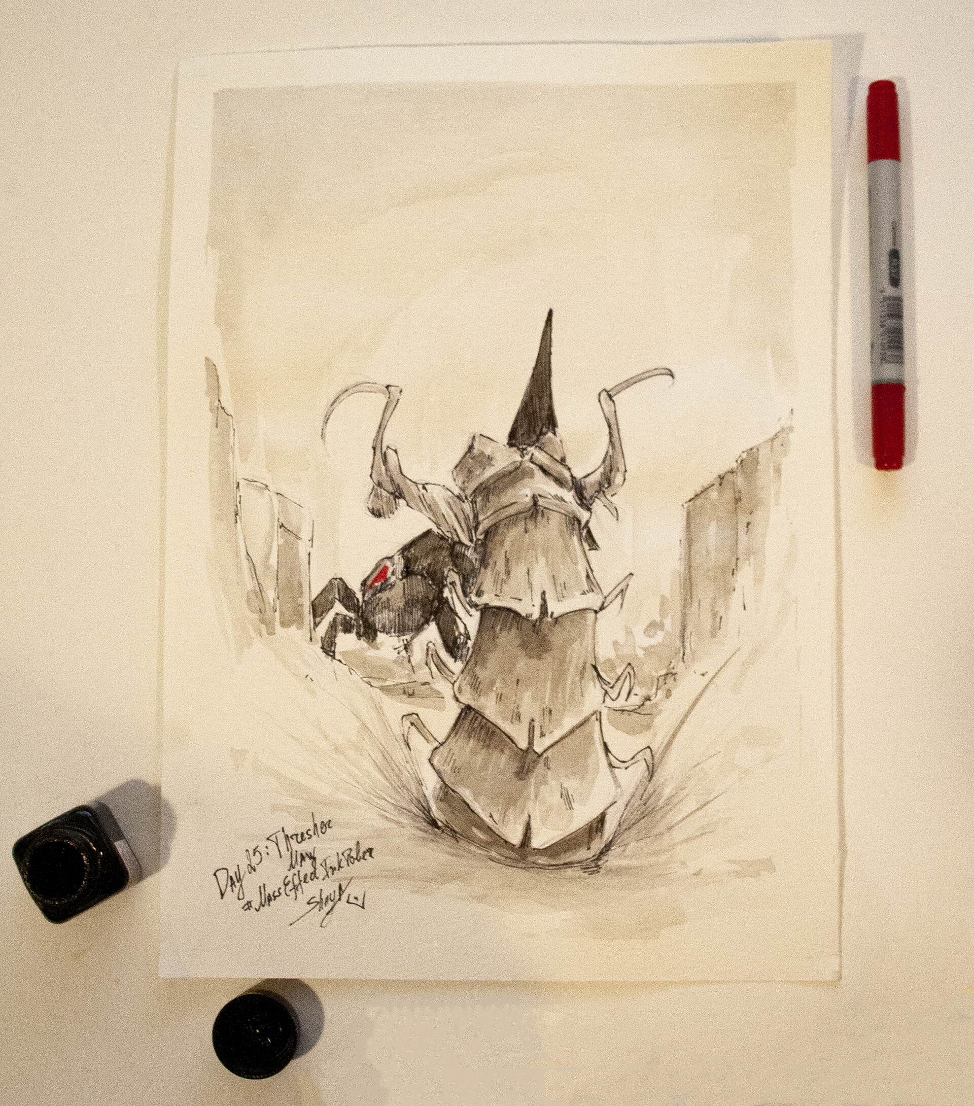 ArtStation - Mass Effect InkTober Day 25 - Thresher Maw