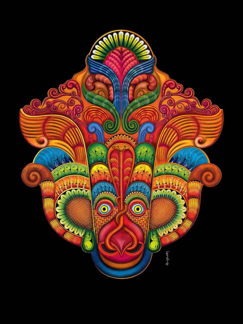 ArtStation - GURULU RAKSHA MASK - Bird Devil Mask ( Digital Painting )