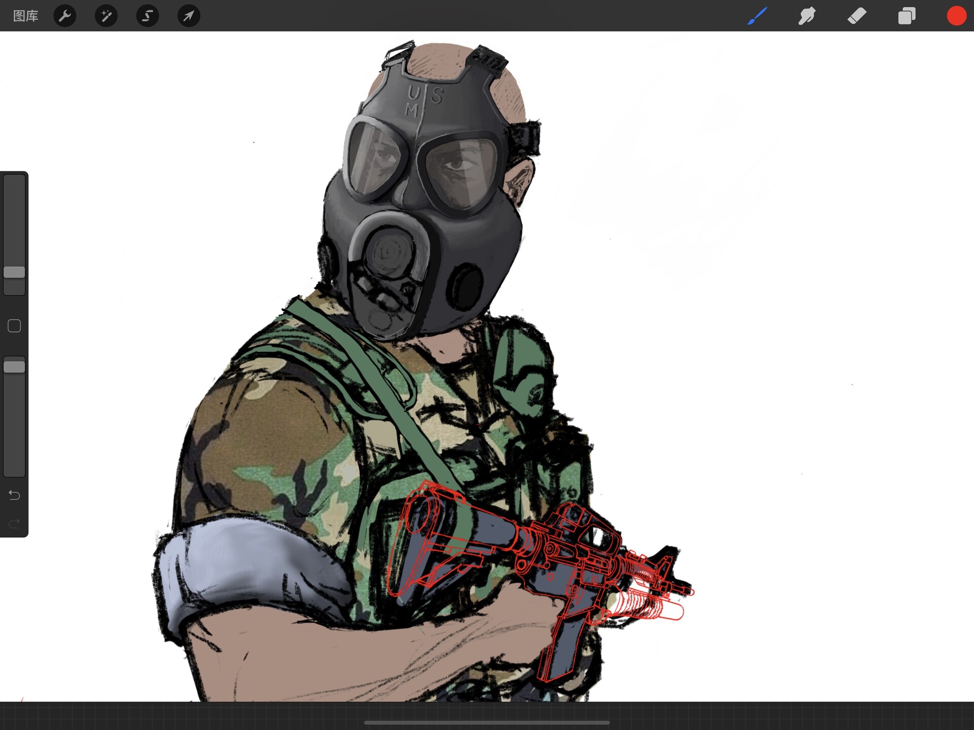 Simon Yu - M17 gas mask coldwar woodland m4 m203 procreate lbv alice