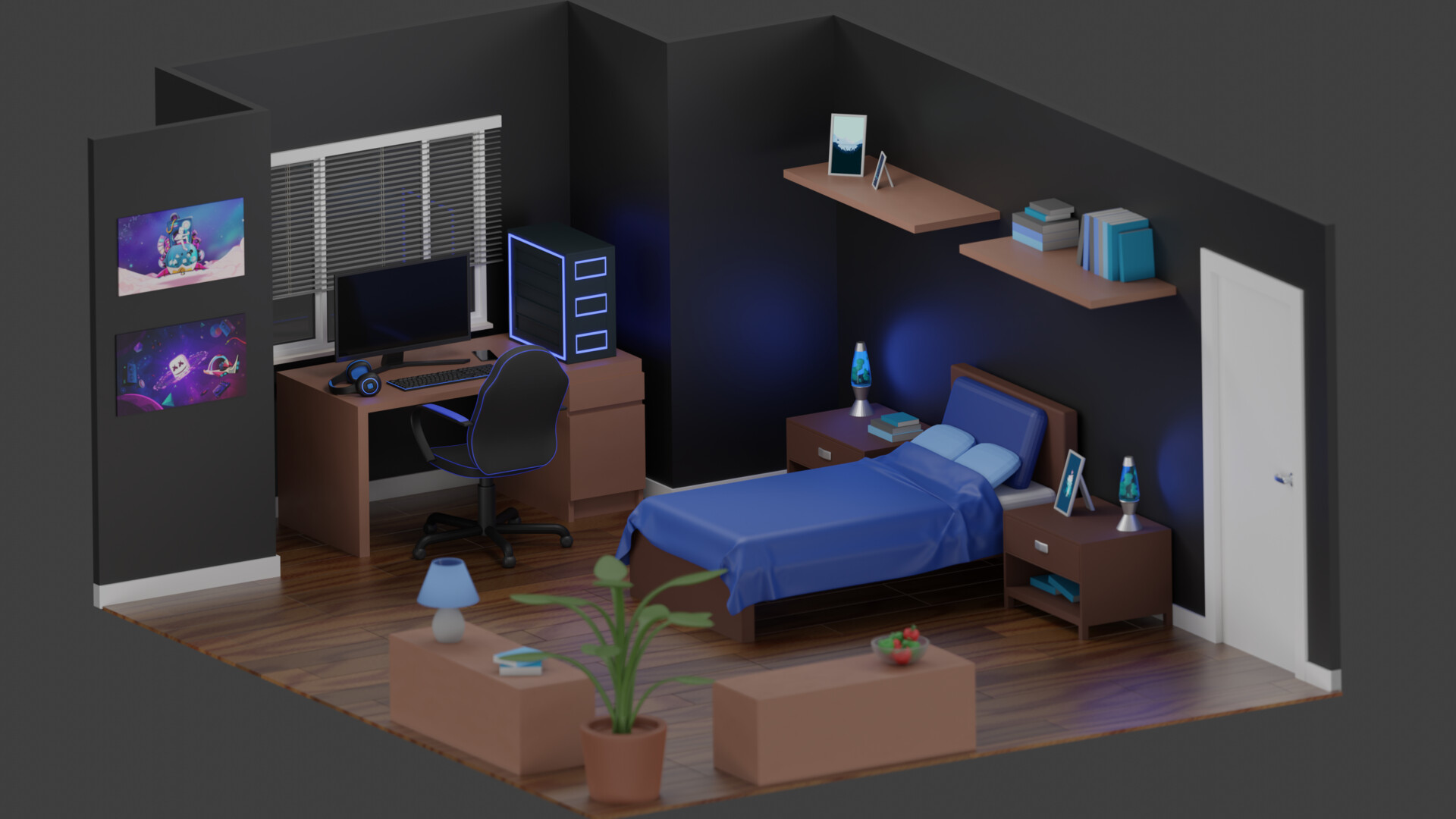 ArtStation - Low Poly Gaming Room