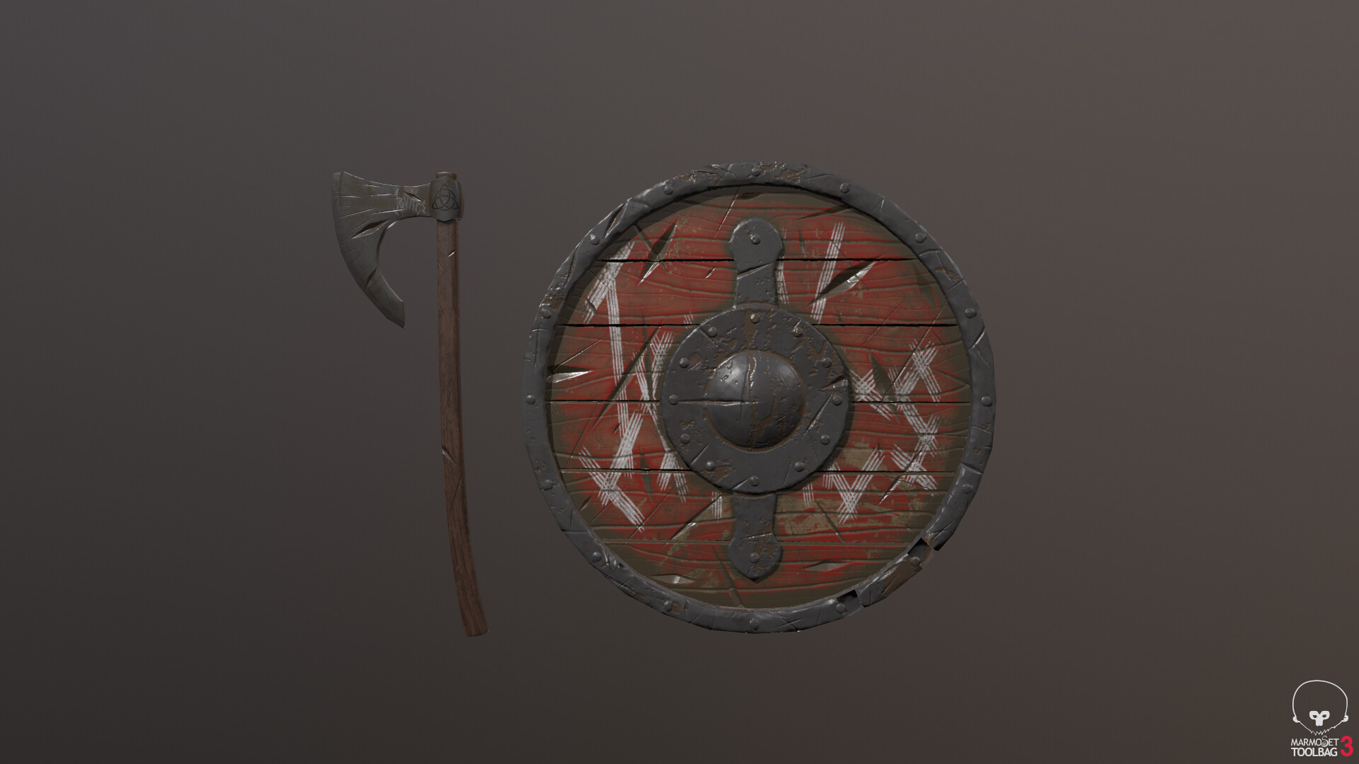 ArtStation - Low poly ax and shield