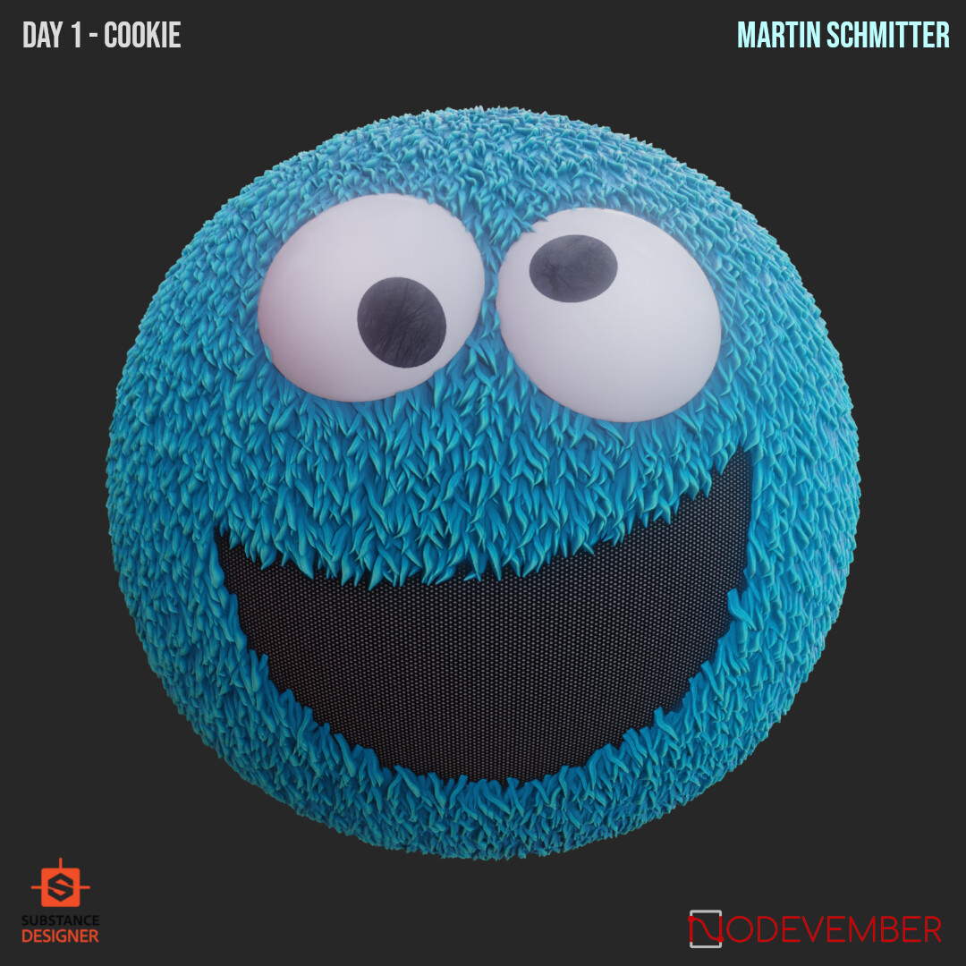 ArtStation - Nodevember 2020 - Day 1 - Cookie (Stylized Cookiemonster)