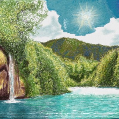 River Colored Pencil Drawing