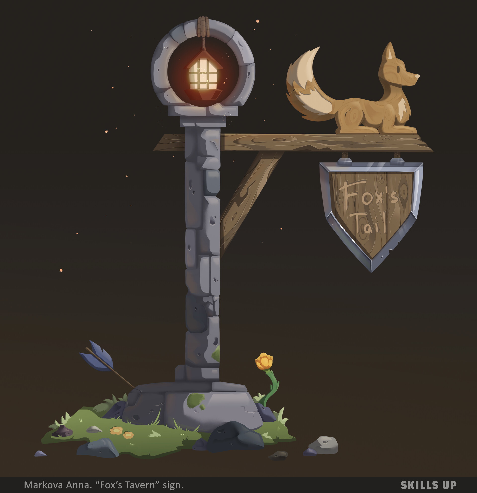 ArtStation - "Fox's Tail" Tavern sign