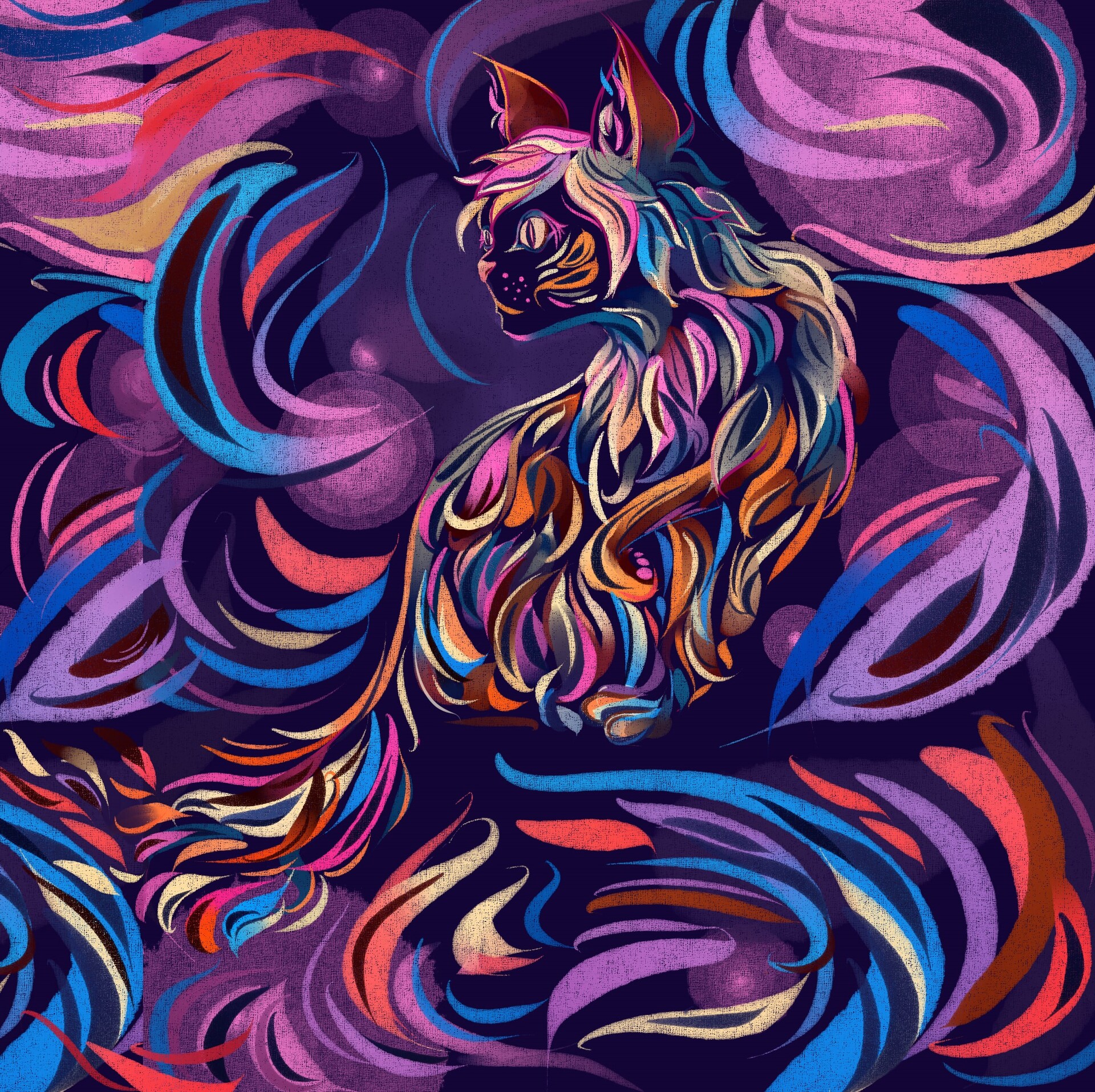 ArtStation - Multicolored cat