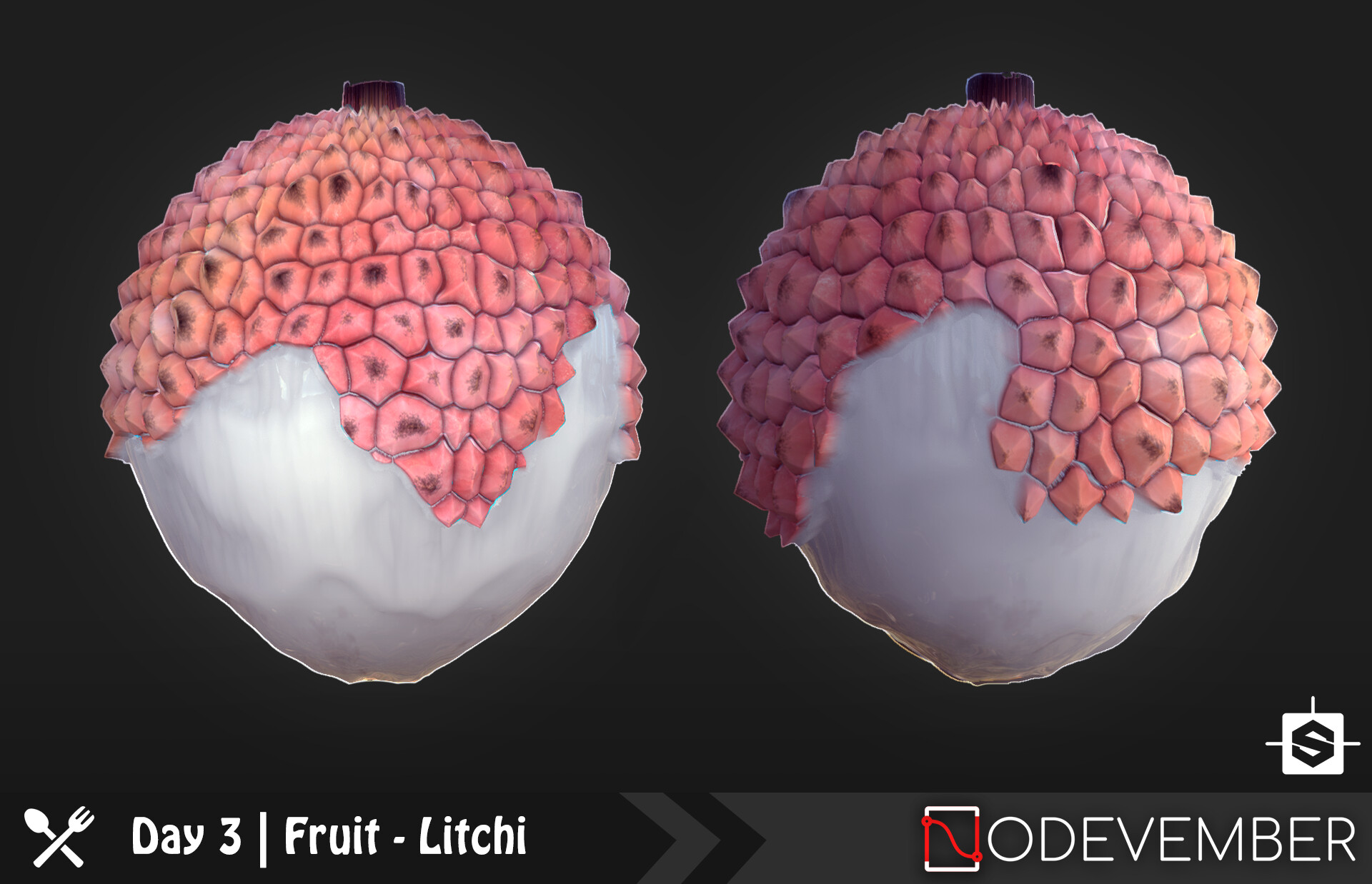 Florian Boué - Nodevember - Day 3 | Fruit - Litchi