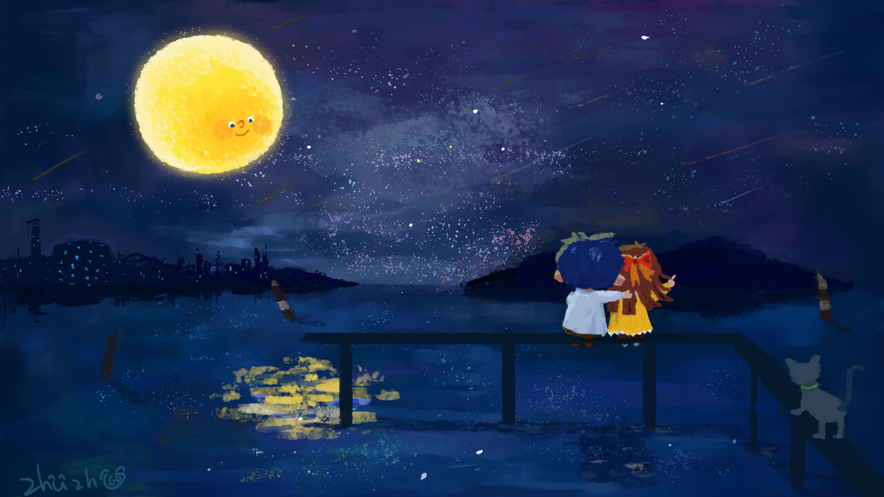 ArtStation - The moon is so beautiful tonight