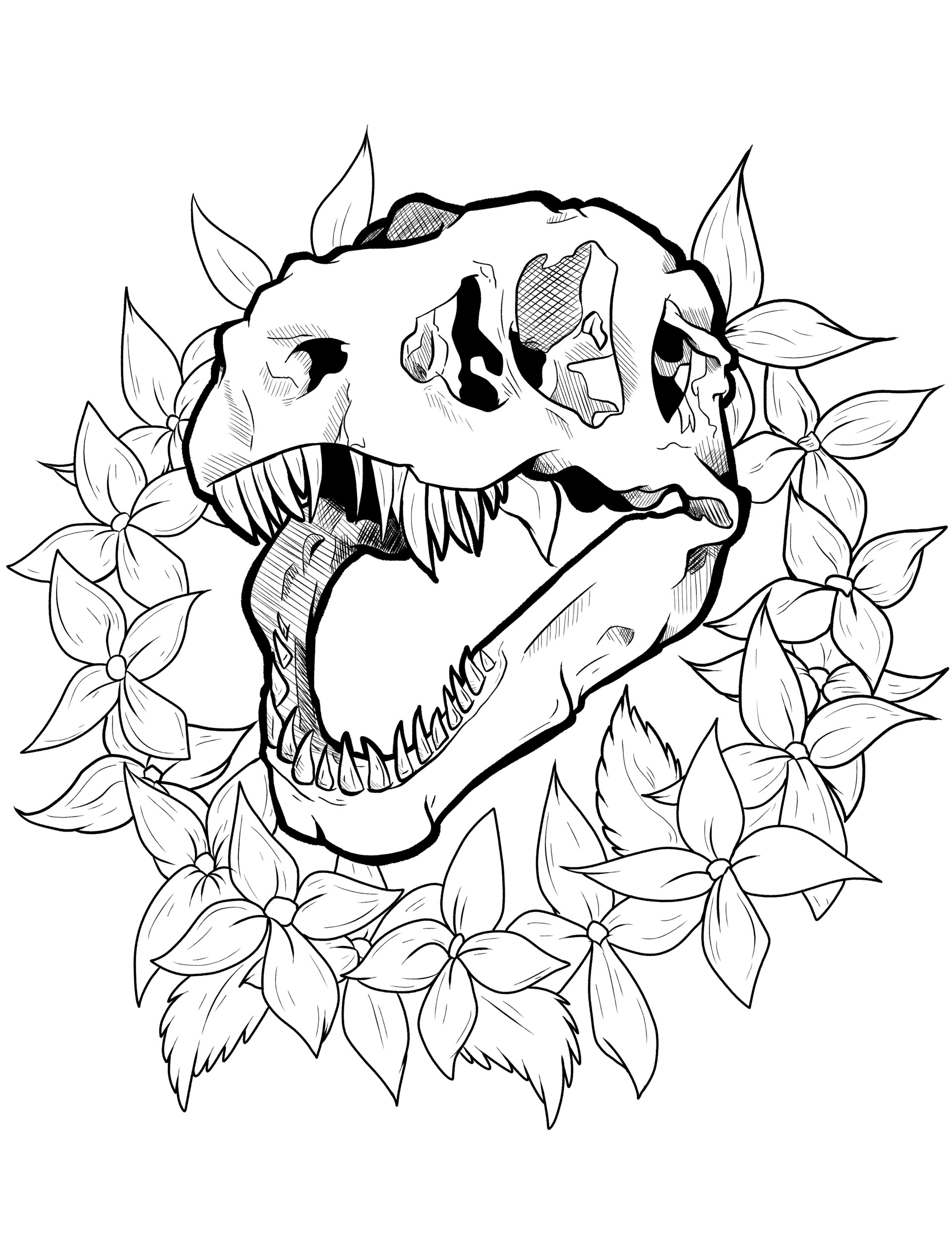 dinosaur skull coloring page