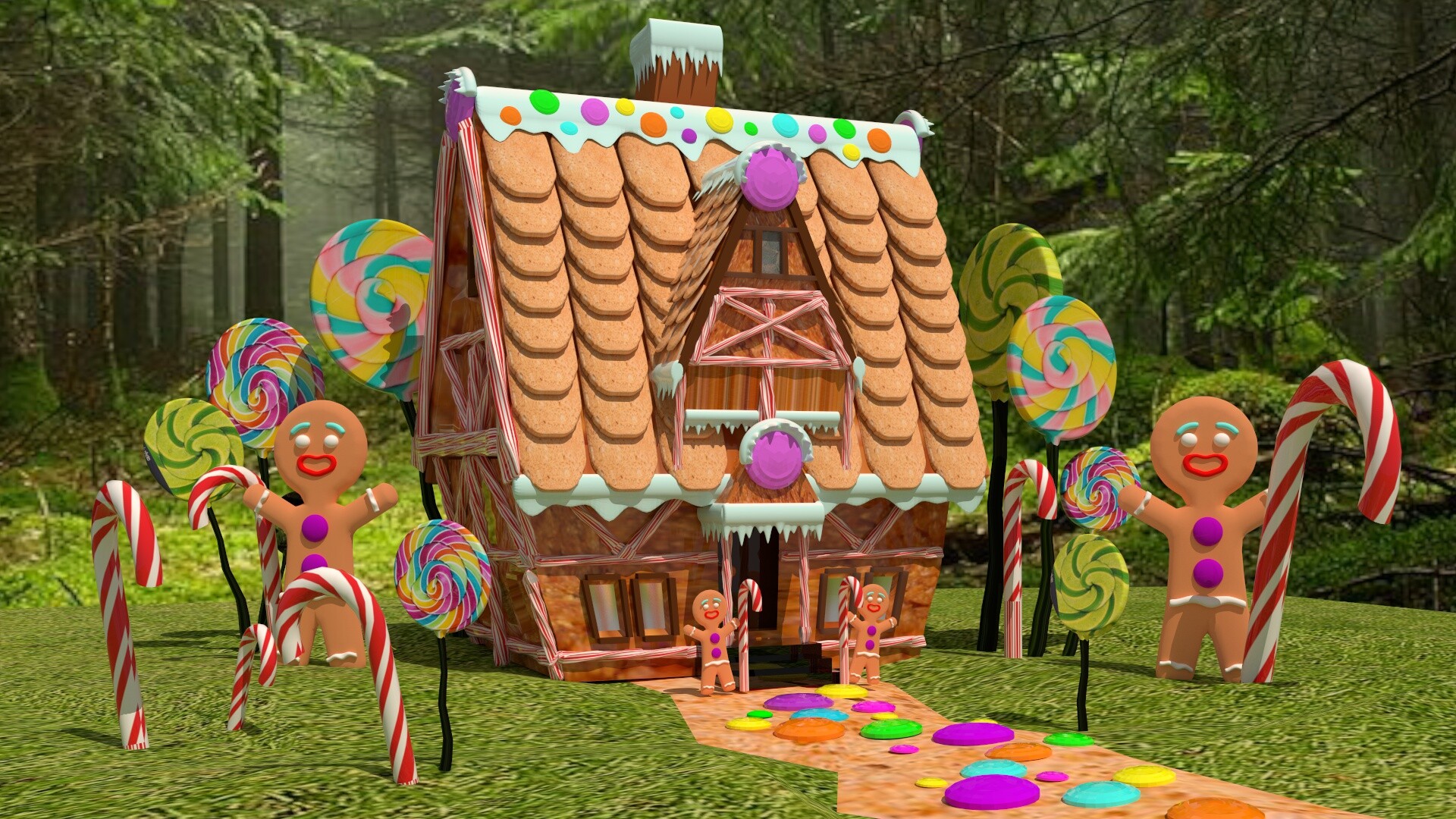 ArtStation - Ginger Bread House 3D