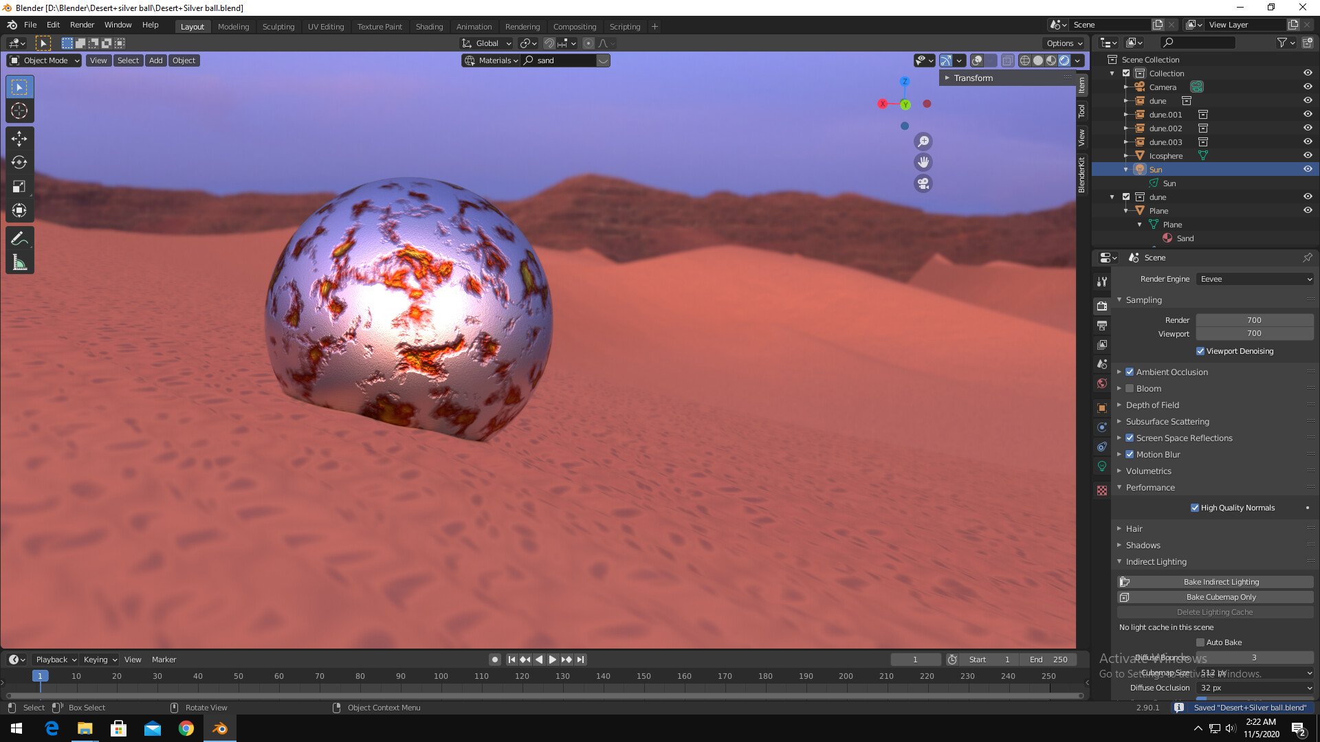 ArtStation - Silver Procedural rust Ball in Sand