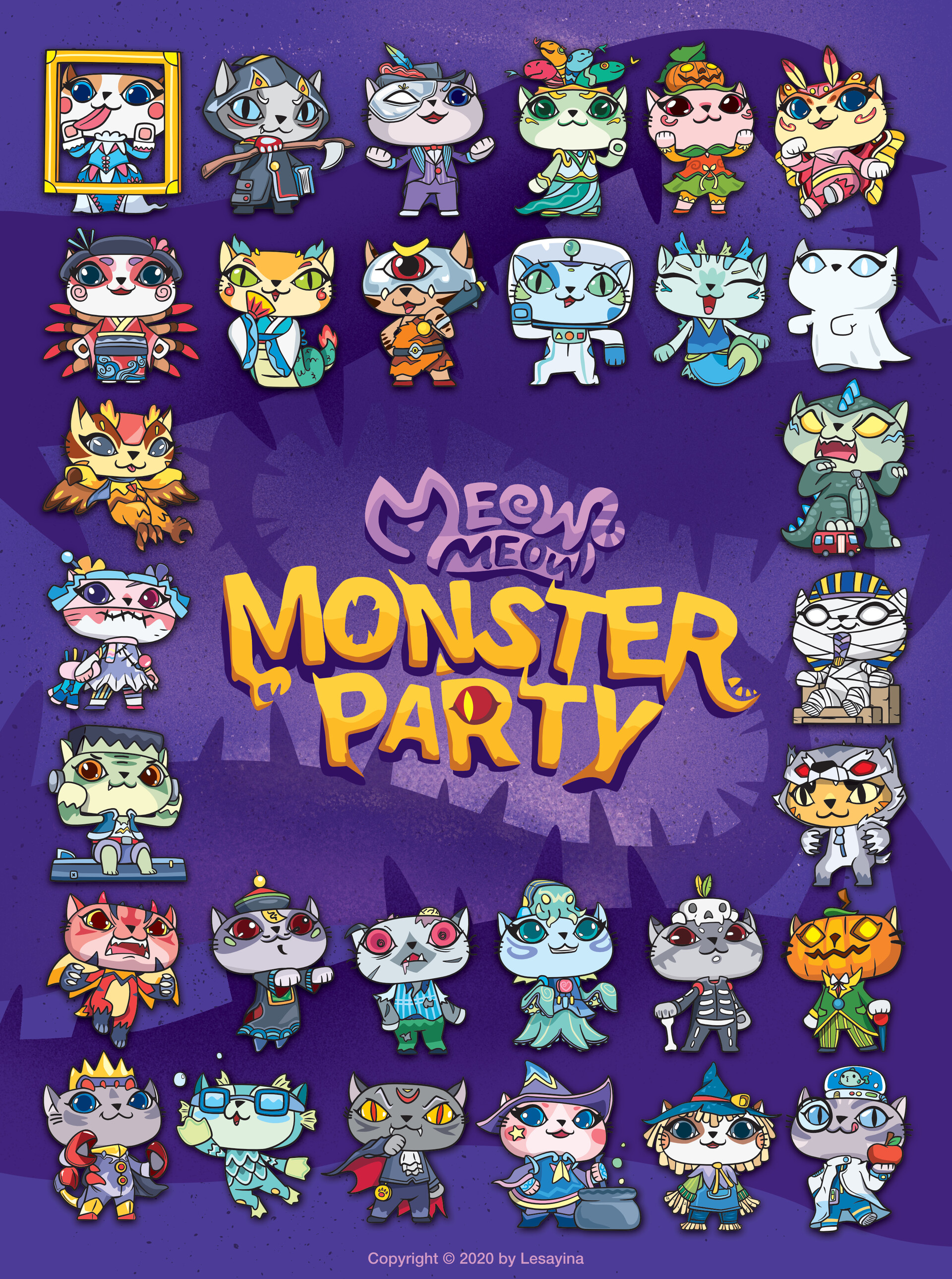 ArtStation - Meow meow Monster Party | coloring book | full characters