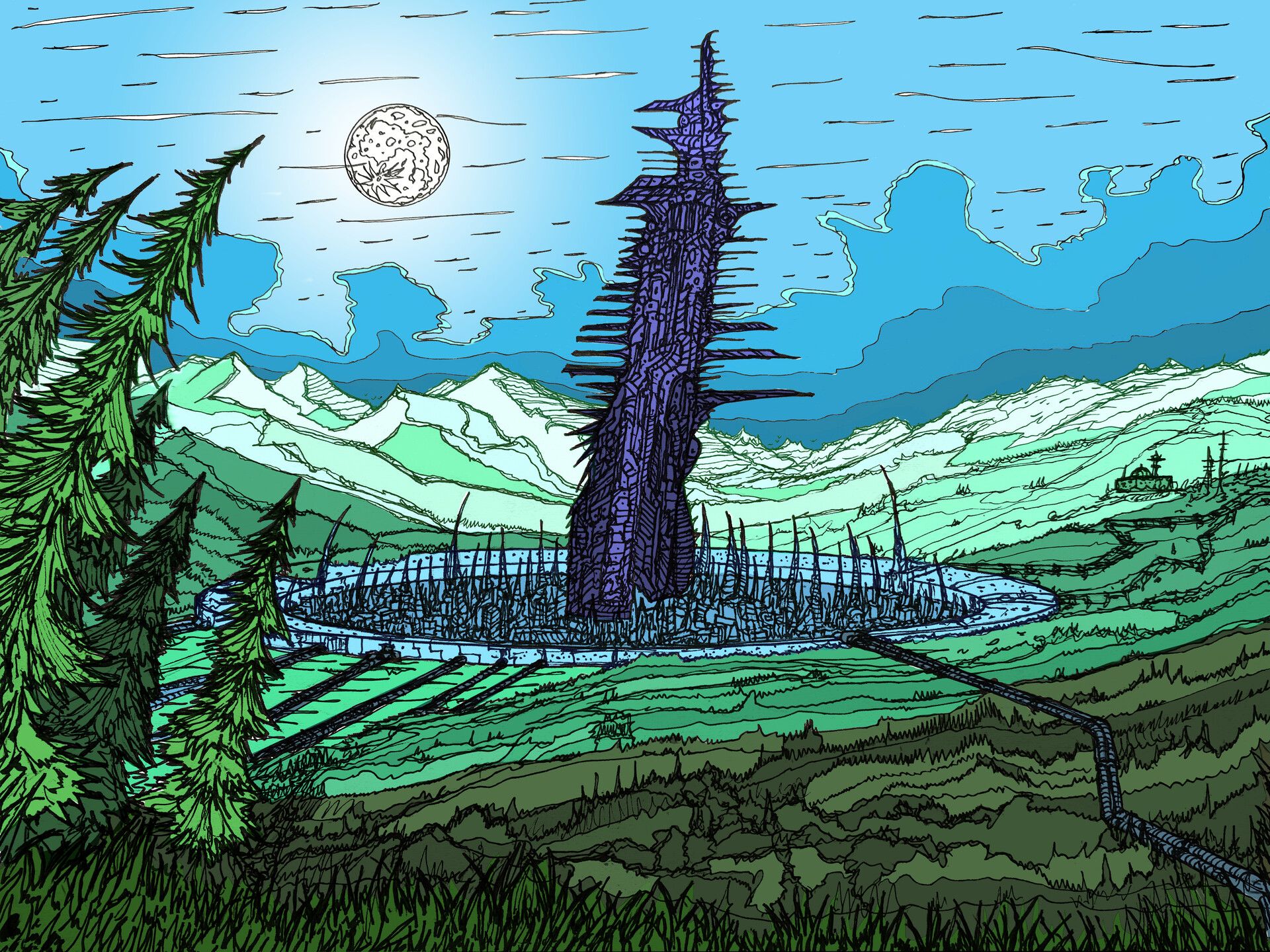 ArtStation - Alien Tower - Environment illustration