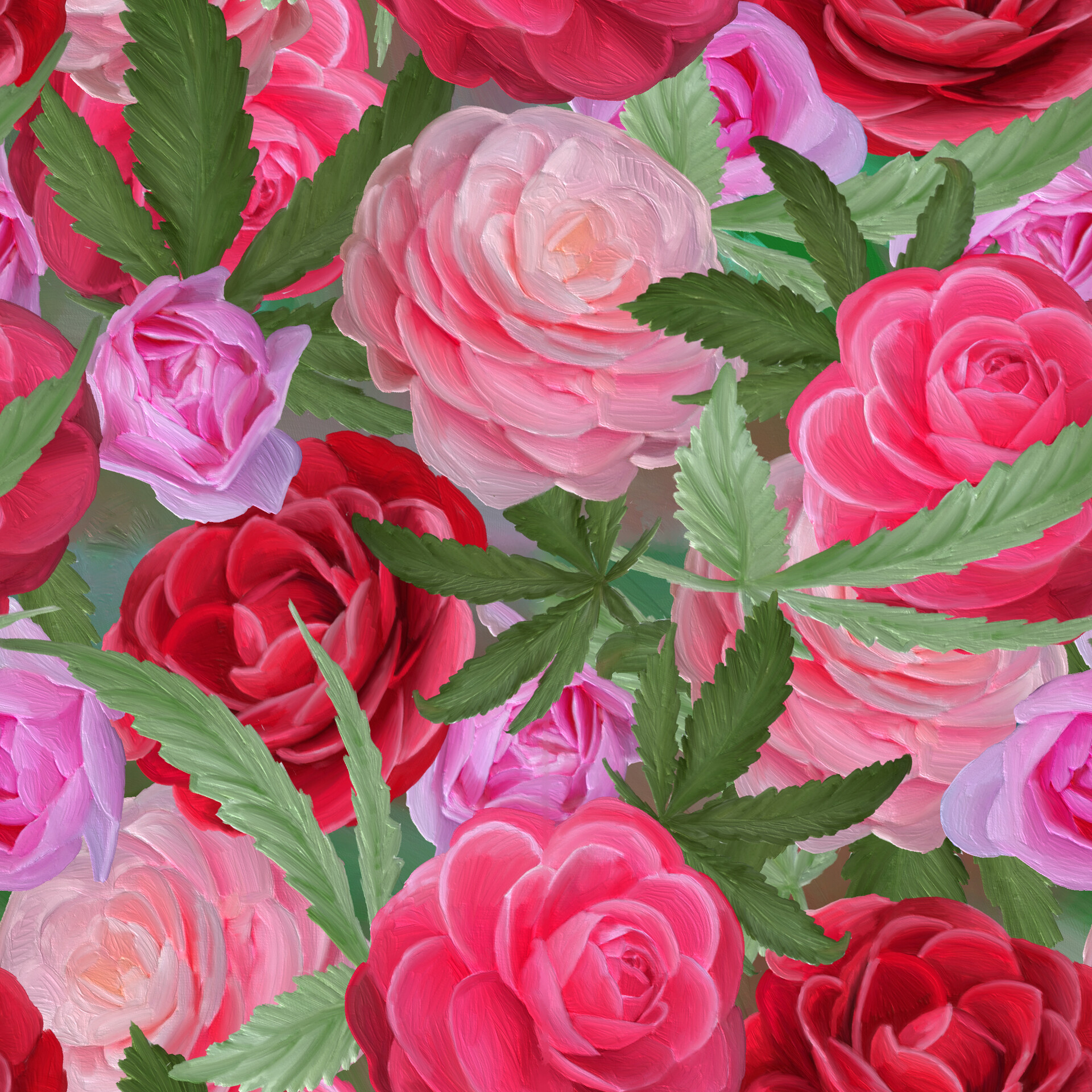 ArtStation - Cannabis Rose Repeating Pattern
