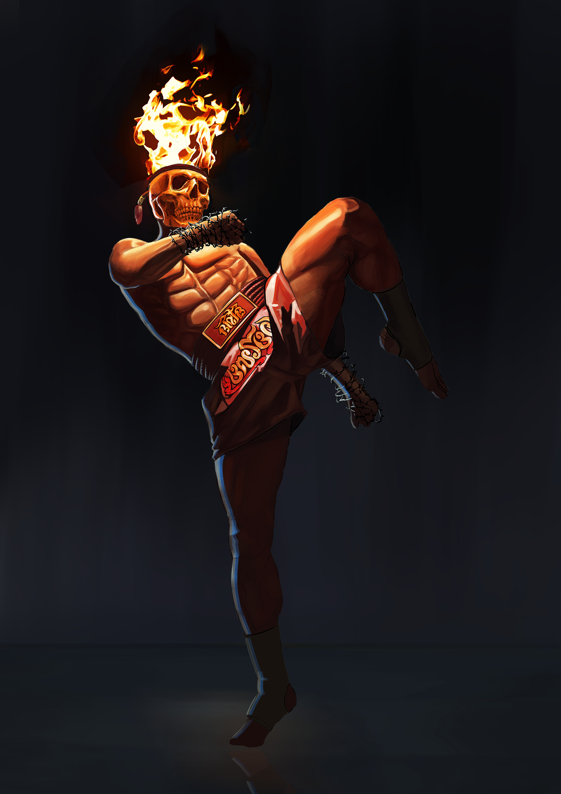 Mauy Thai Art Thai Traditional Art Of Thai Boxing By Printing On Sepia