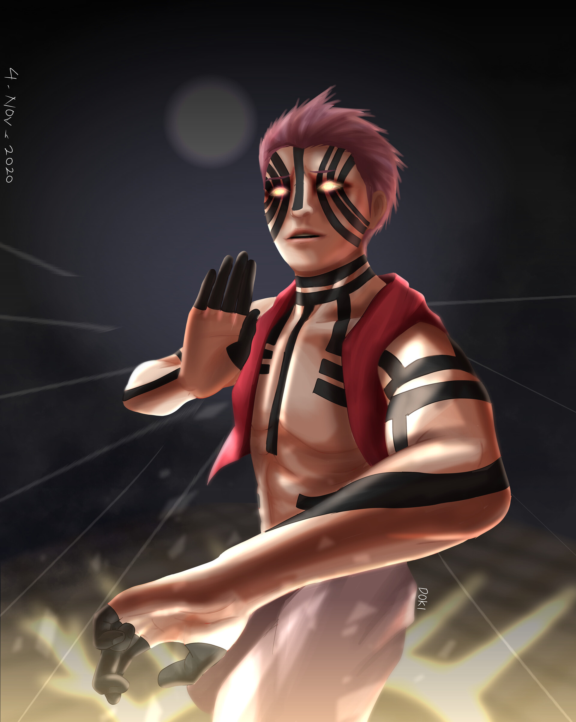 ArtStation - Ban Akaza Kimetsu No Yaiba Fan Art