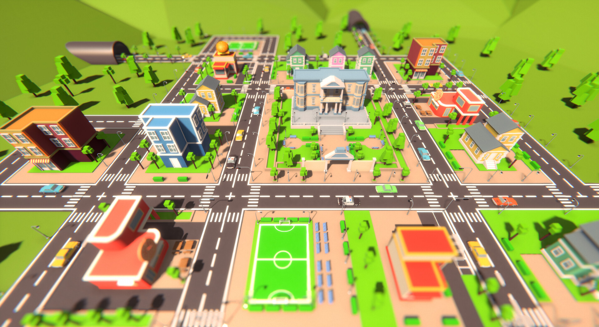 TRIPOLYGON - The Pastel Town modeled in Unity